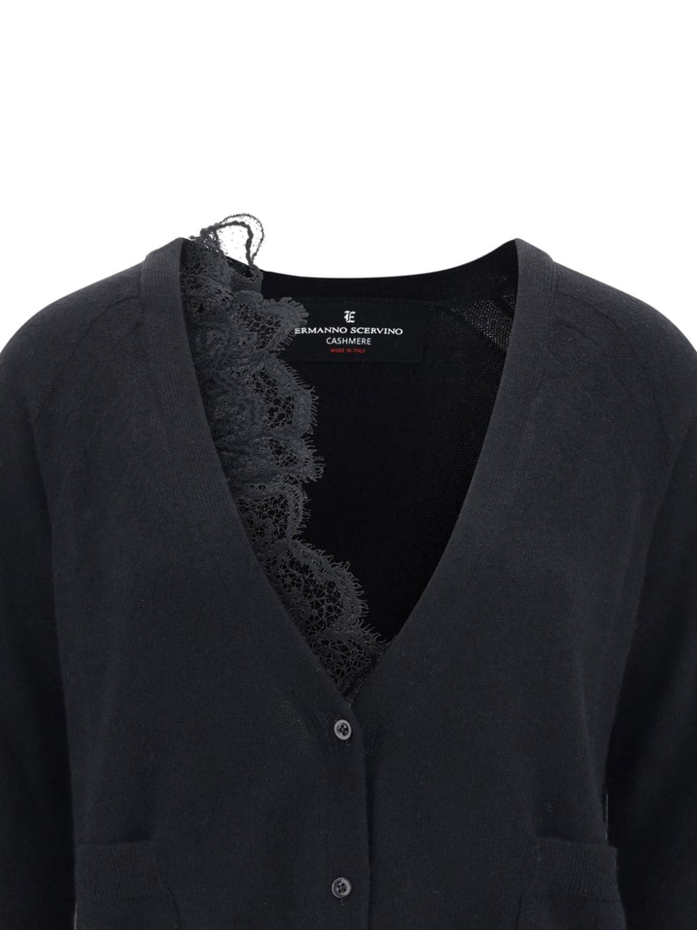 Ermanno Scervino Lace Trim Cardigan In Black - 36% Off | Editorialist