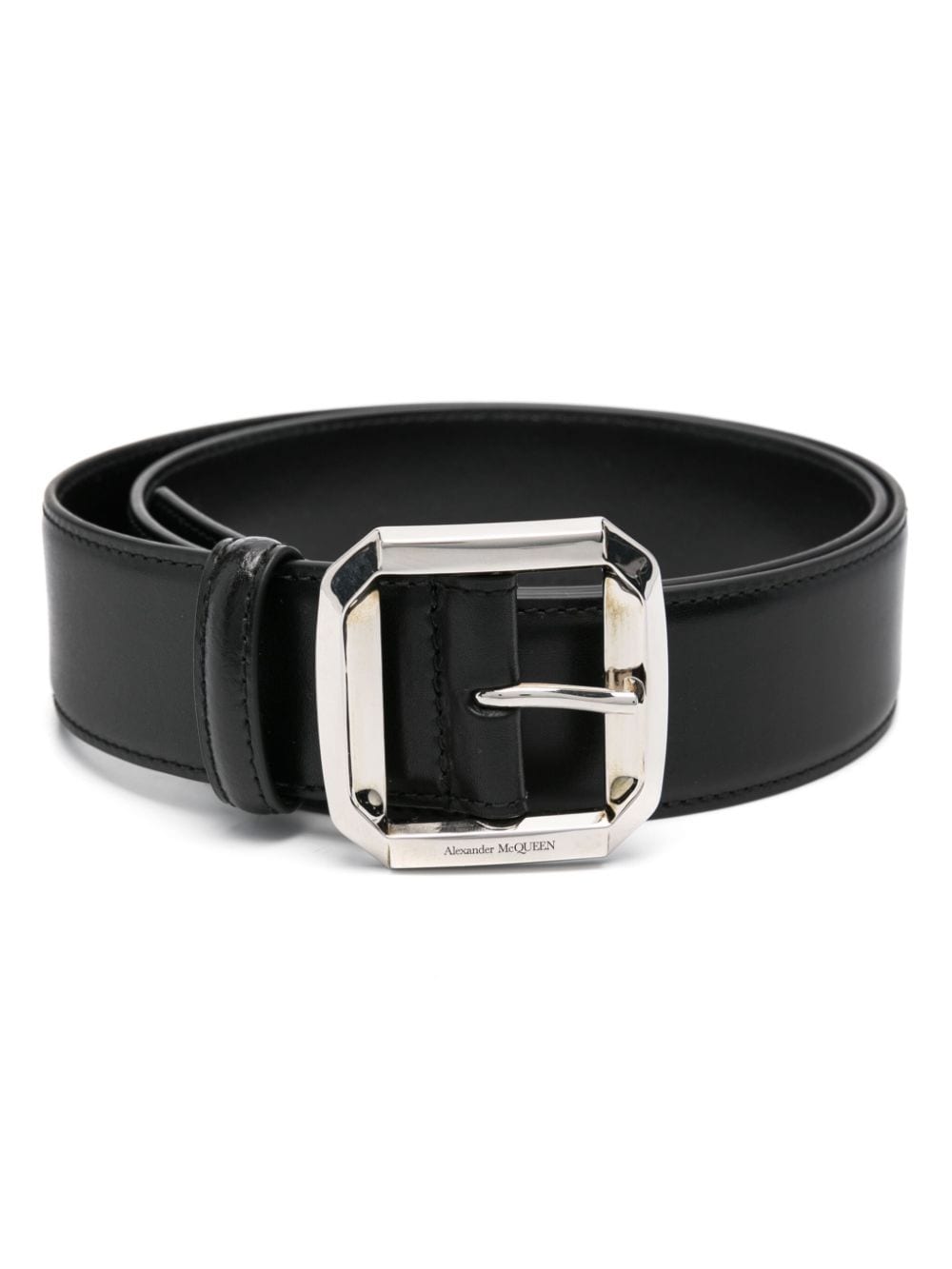 Alexander Mcqueen Logo-Engraved Buckle Belt In Black - 41  display picture 1
