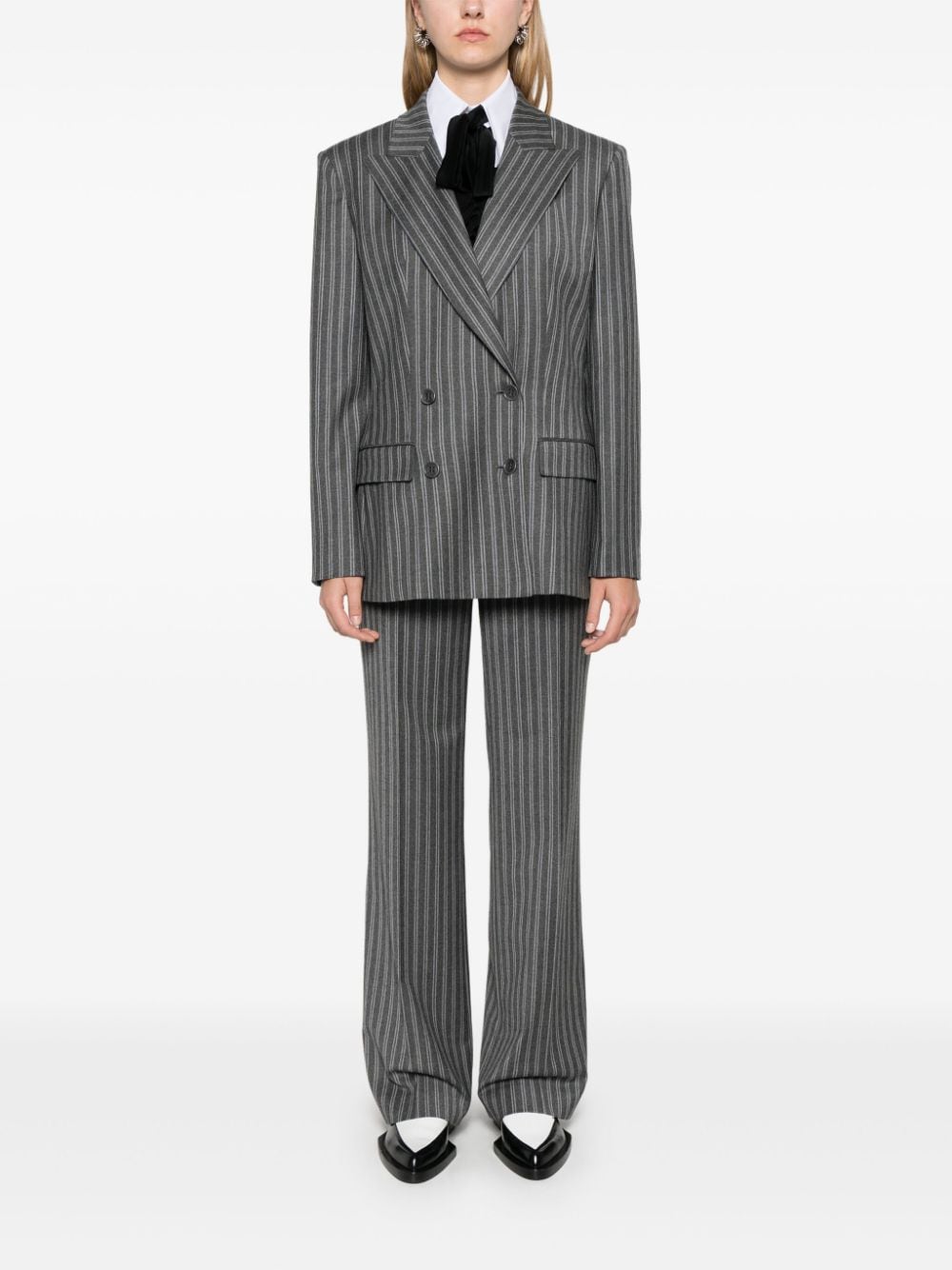 ALBERTA FERRETTI Alberta Ferretti Flannel Double-Breasted Blazer