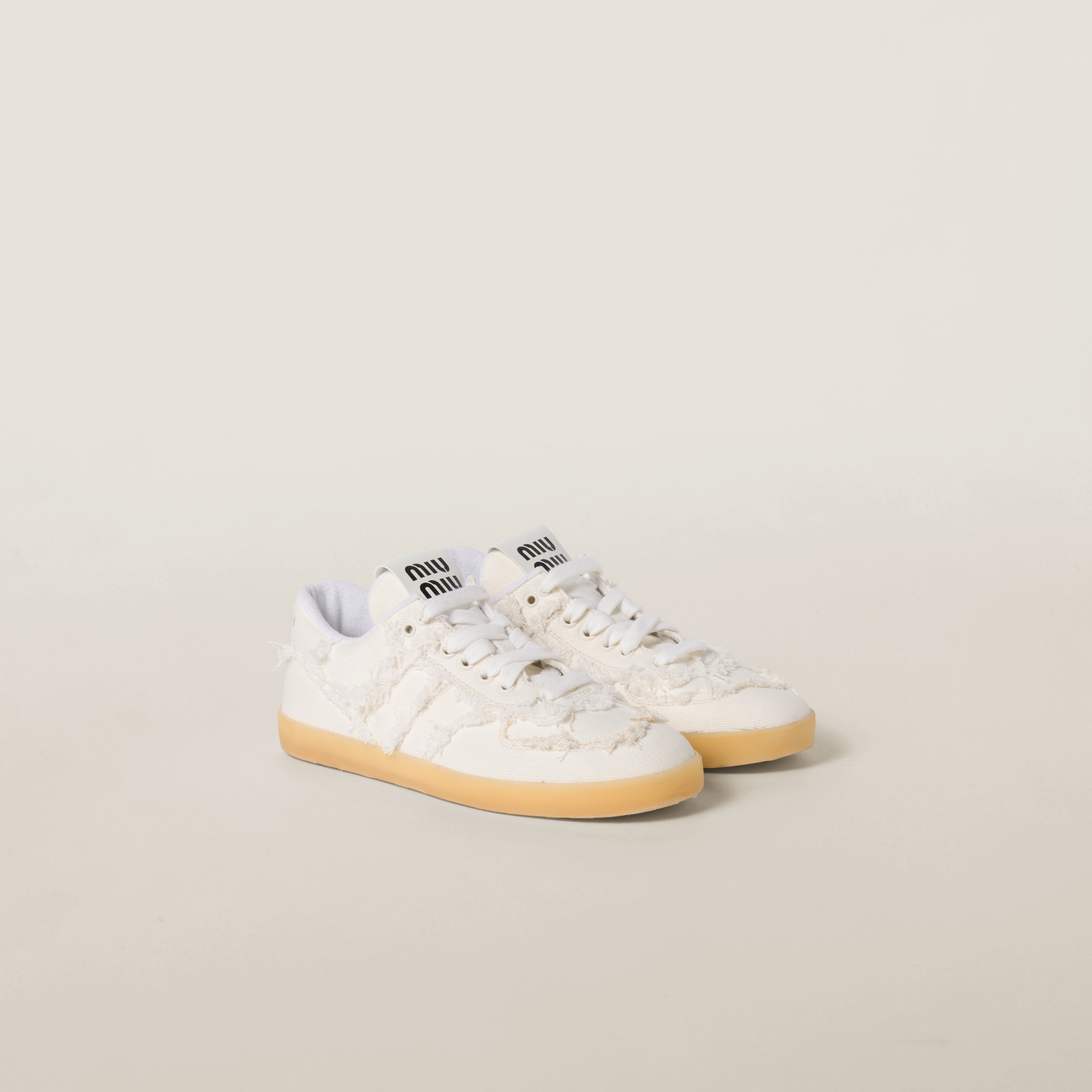 Miu Miu Denim Sneakers - Ivory | Editorialist