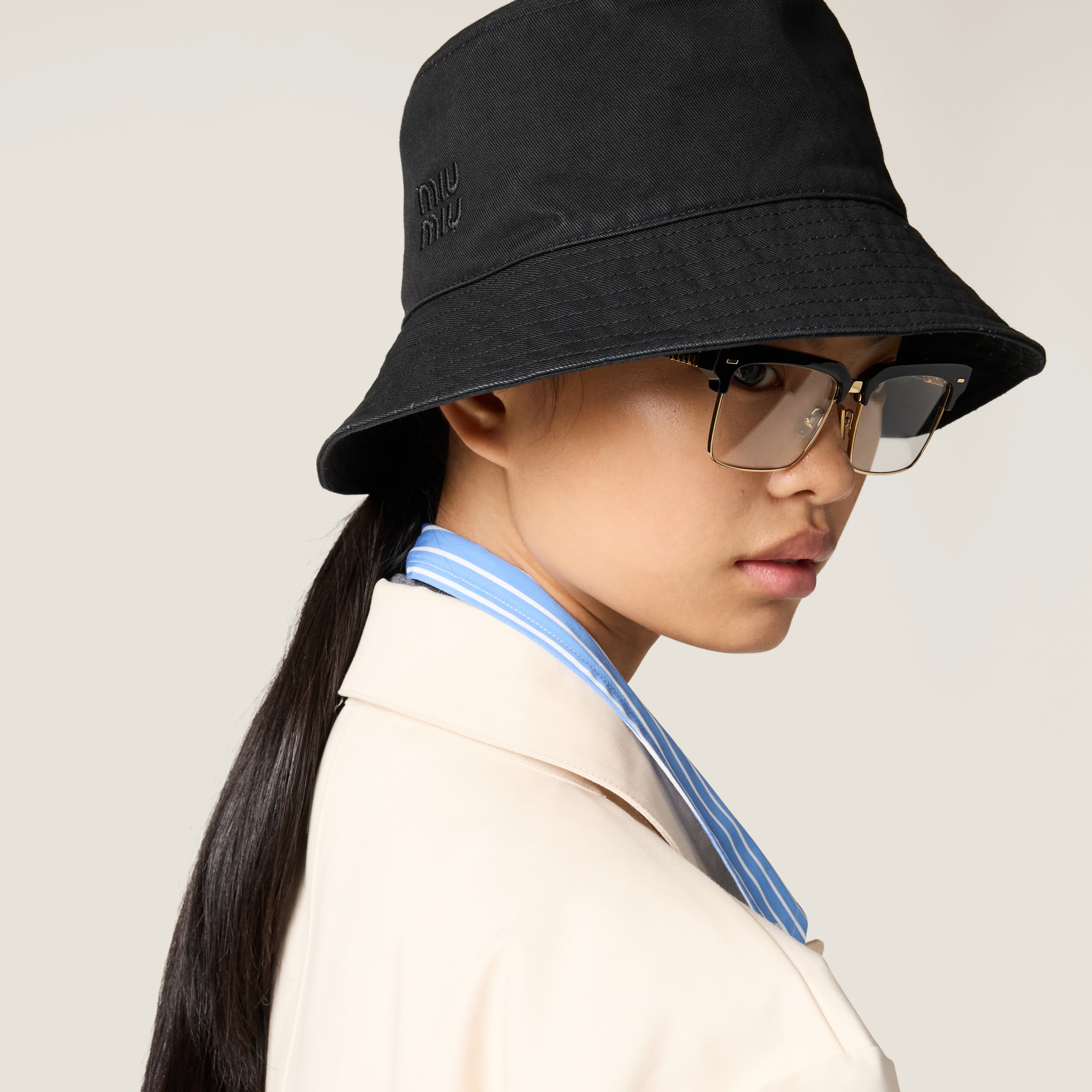 Miu Miu Gabardine Bucket Hat - Black | Editorialist