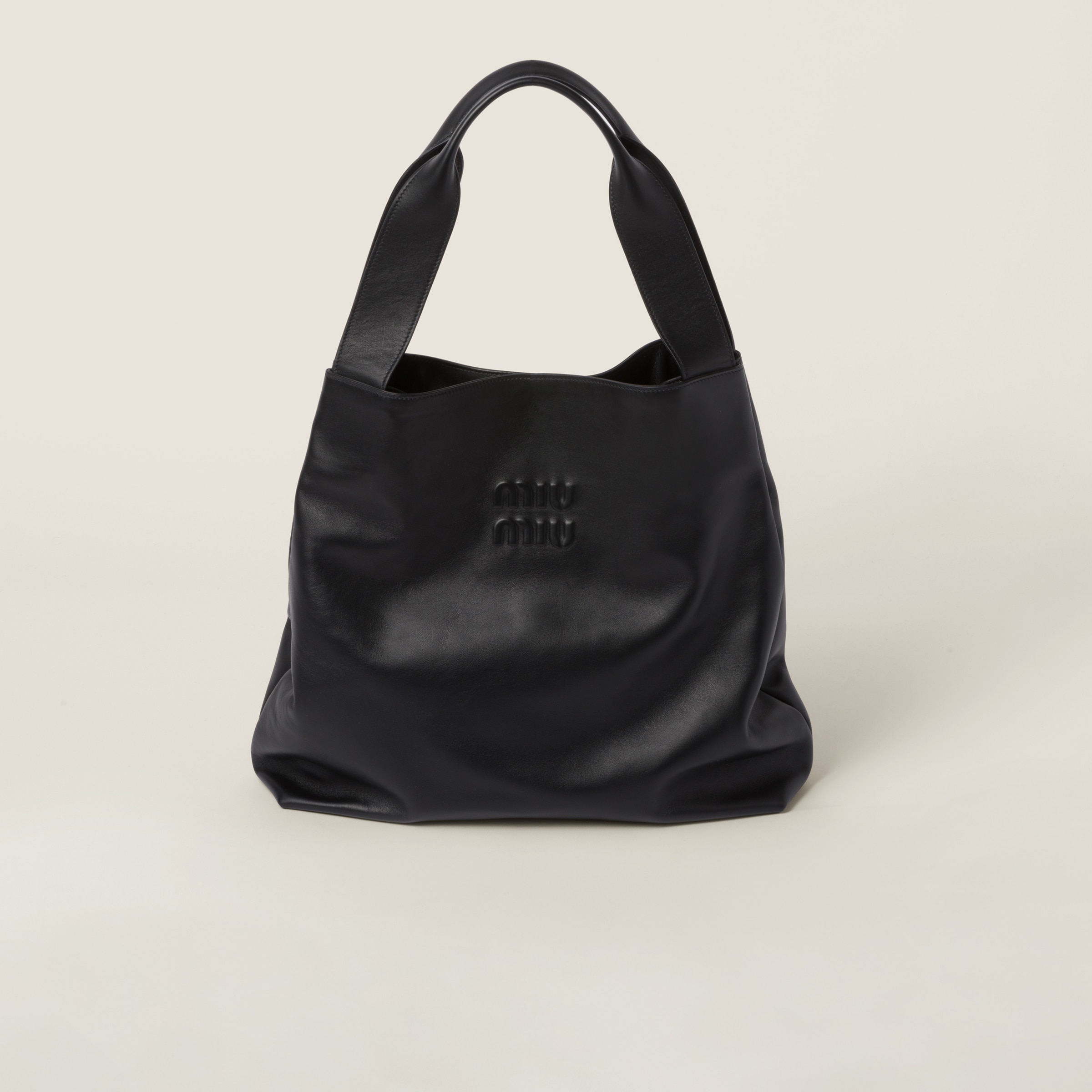 Miu Miu Leather Hobo Bag - Black | Editorialist