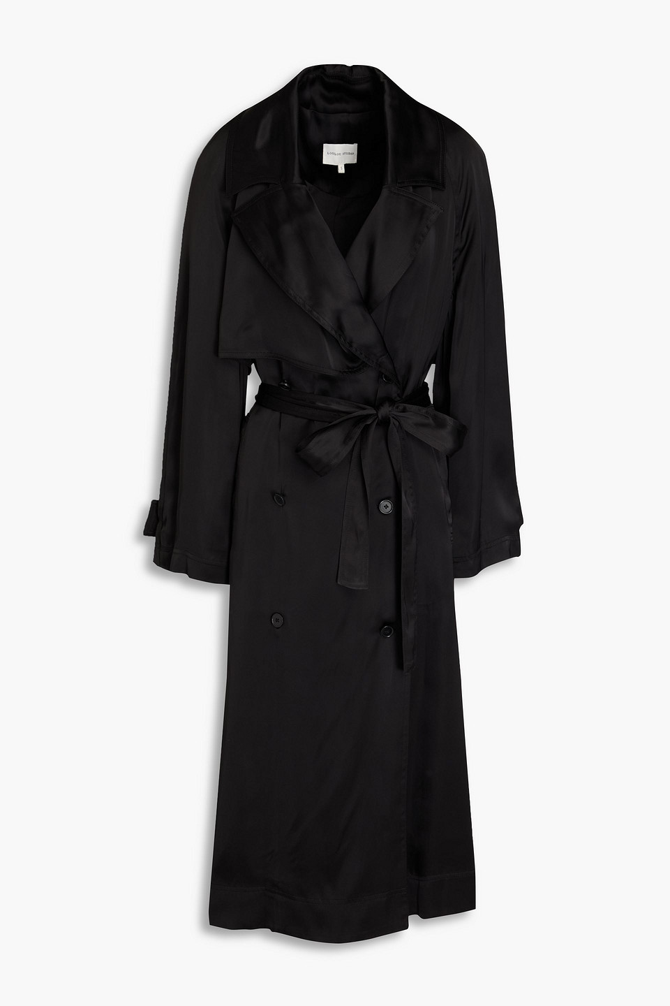 Loulou Studio Belted Satin Trench Coat In Black 65% Off