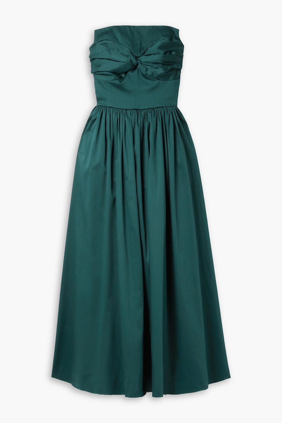 Tove Juliet Strapless Twist-Front Sateen Midi Dress In Forest Green - 70%  Off | Editorialist