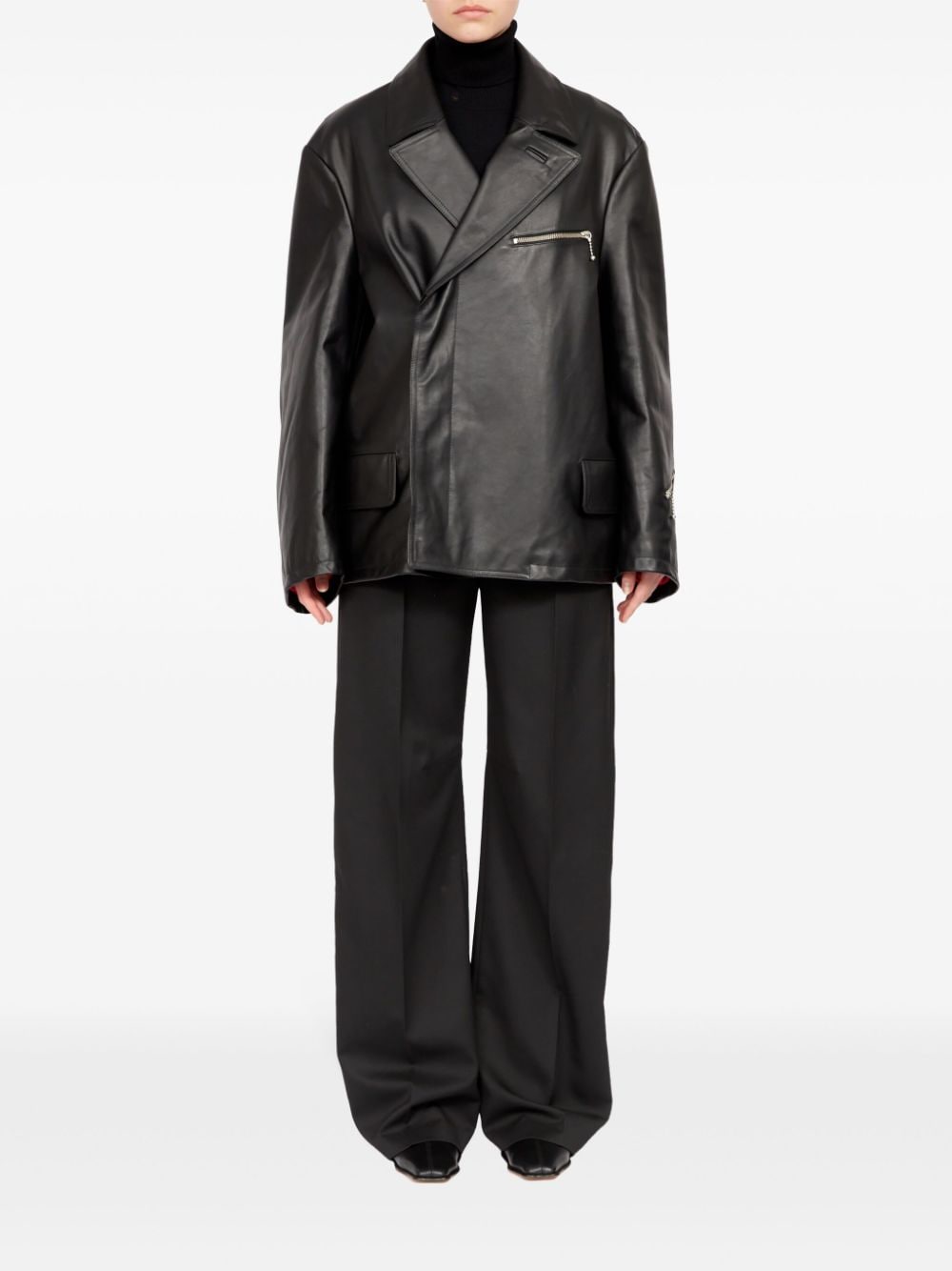 MAISON MARGIELA MM6 Maison Margiela Zip-Detailing Leather Jacket