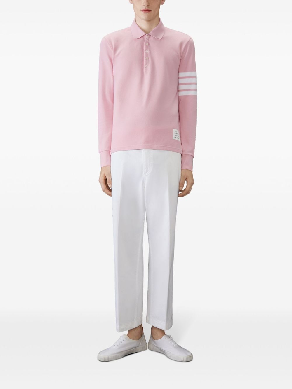 THOM BROWNE three-stripe long-sleeved polo shirt