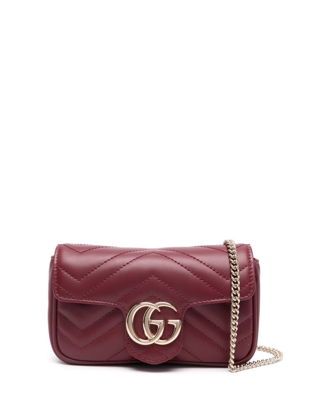 Gucci Gg Marmont Super Mini Leather Shoulder Bag - Red