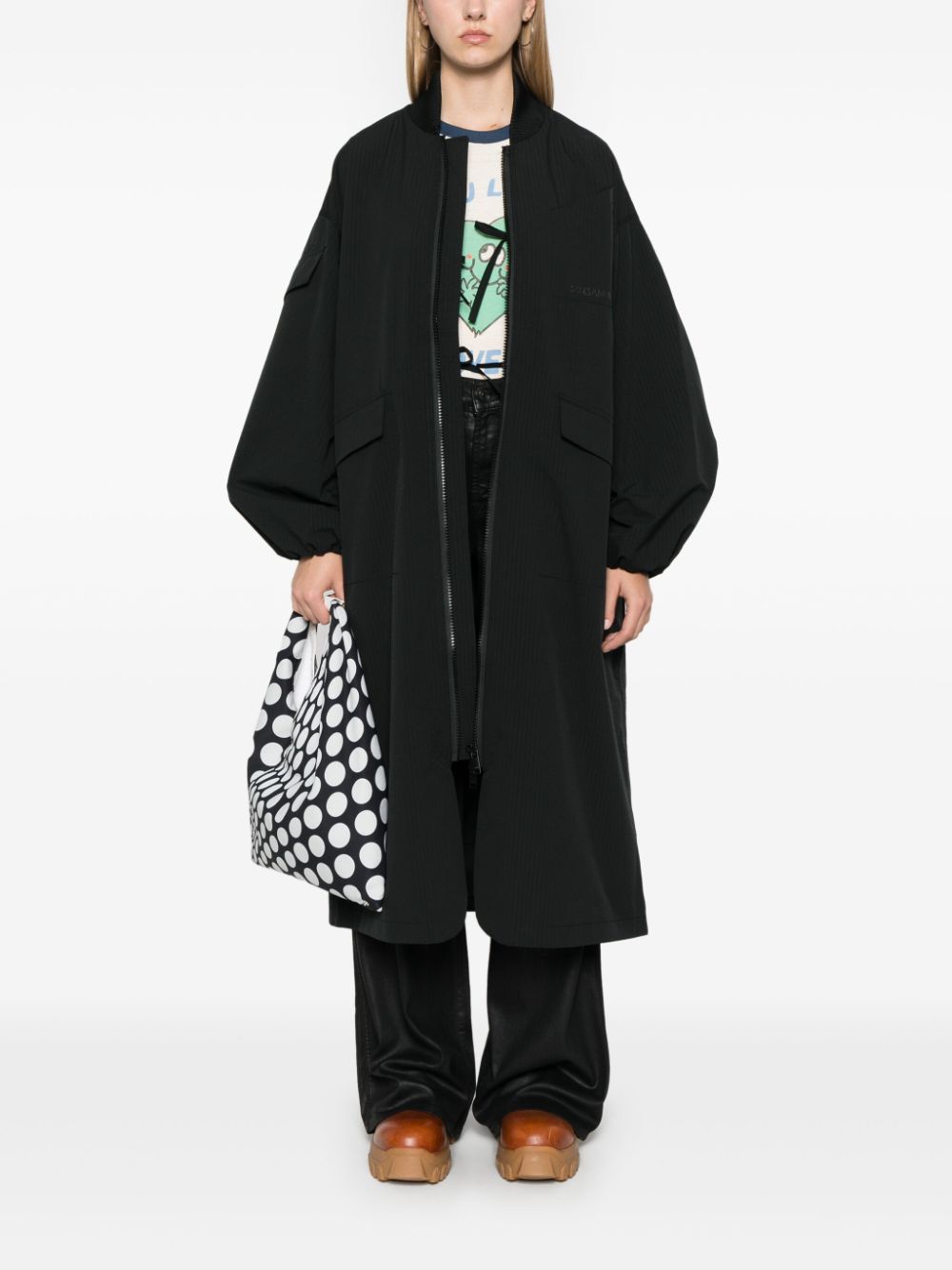 GANNI GANNI Seersucker Parka Coat