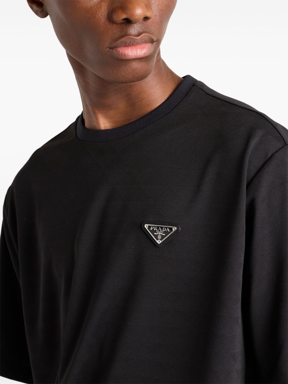 Prada Technical-Jersey T-Shirt - Black | Editorialist Prada Technical-Jersey T-Shirt - Black | Editorialist