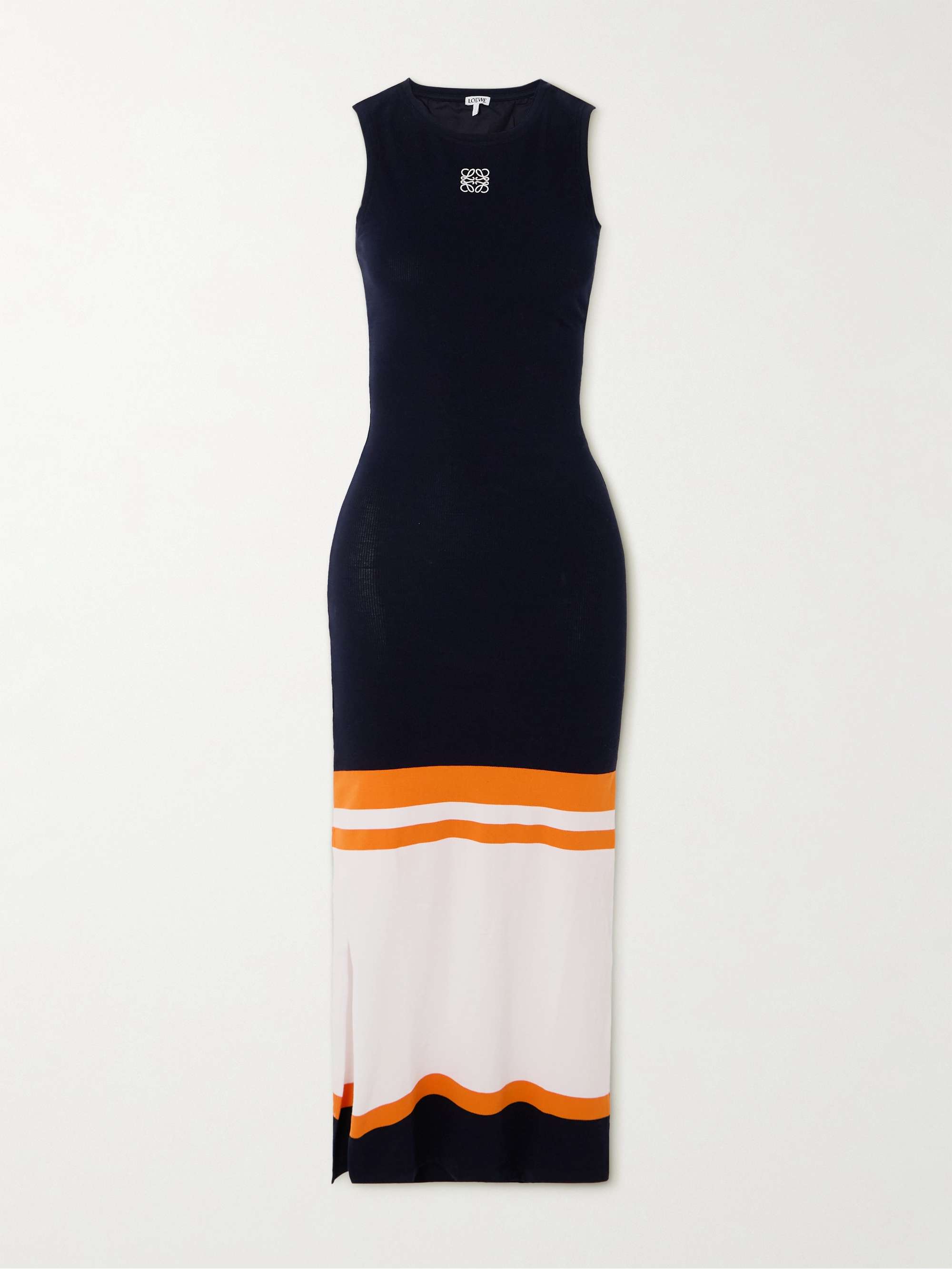 loewe bodycon dress Loewe Blue Anagram Embroidered Logo Bodycon Tank Sleeveless Long Dress
