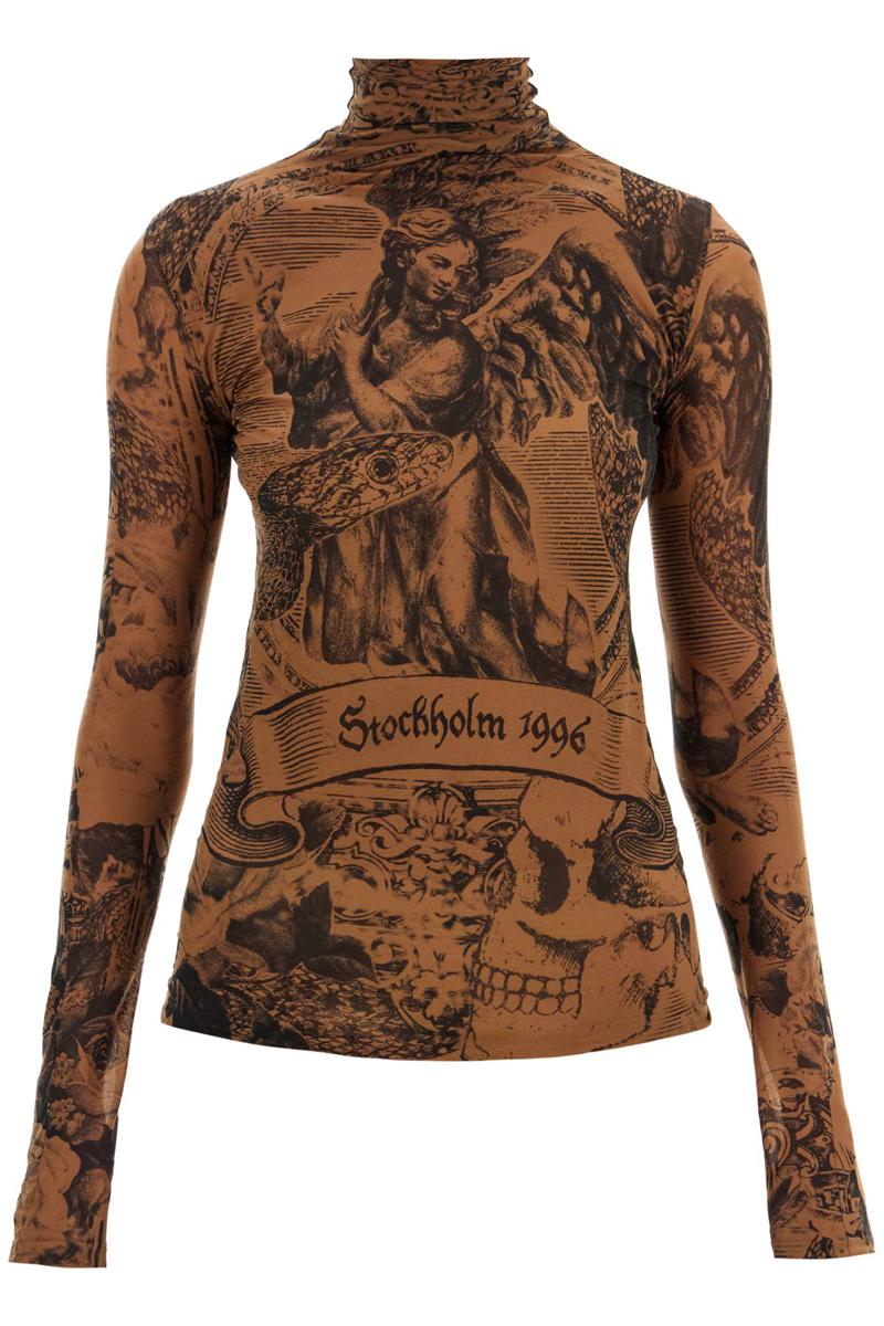 Acne Studios Printed Seamless Top With In Brown - 33% Off