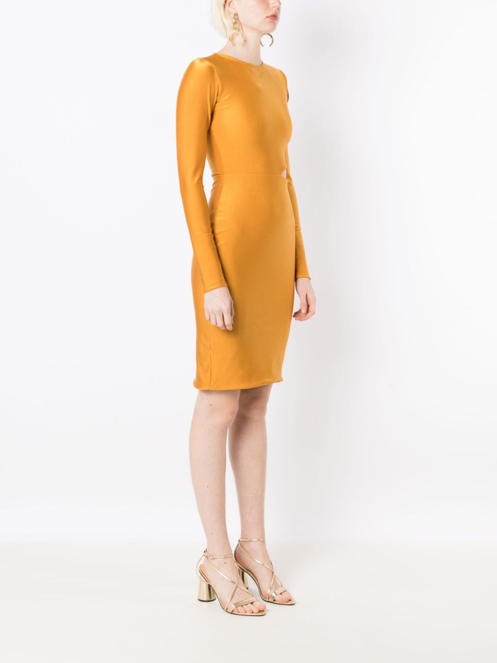 mustard yellow dress bodycon Mustard Yellow highneck Bodycon dress Decuir