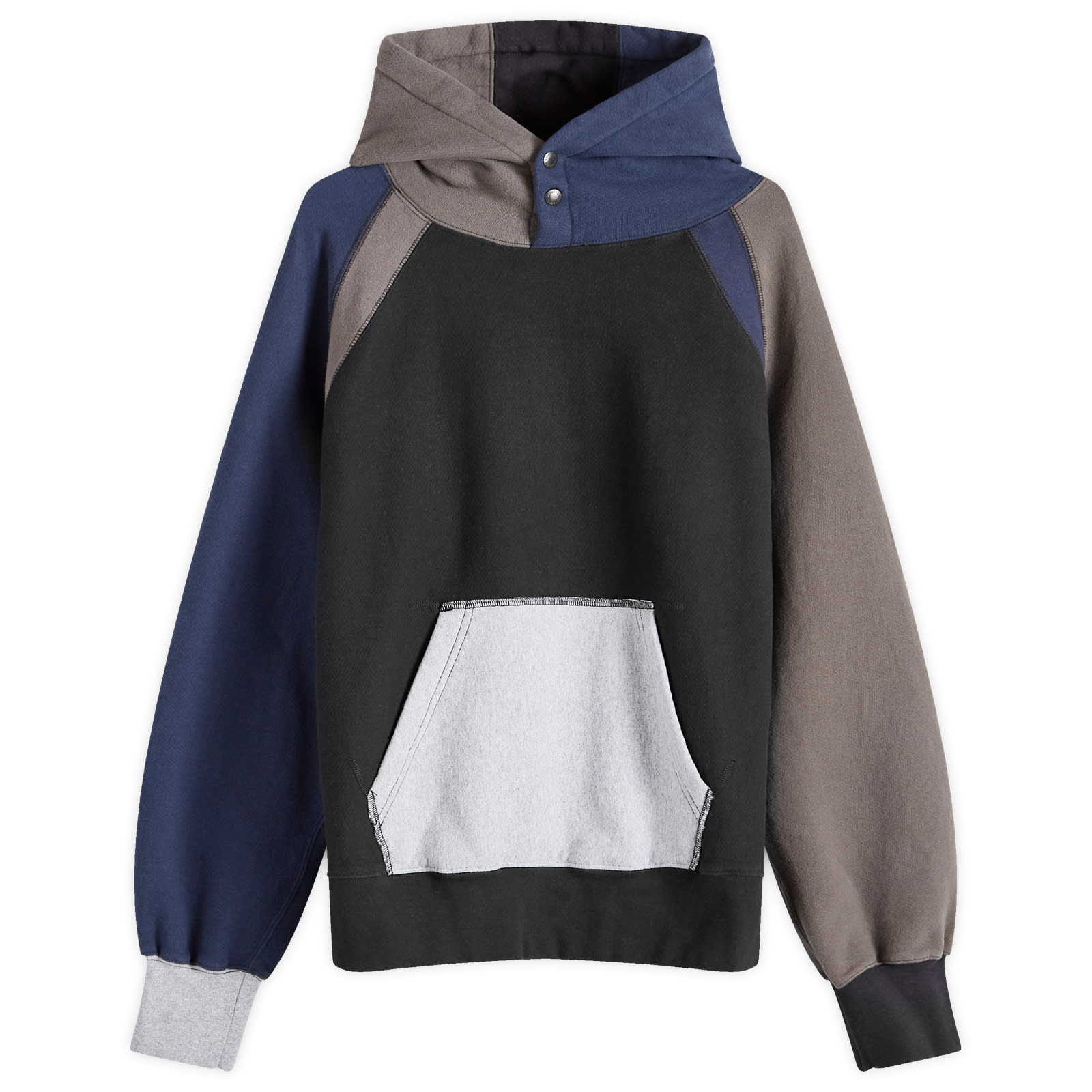 Engineered Garments Raglan Combo Hoodie In Black - 50% Off