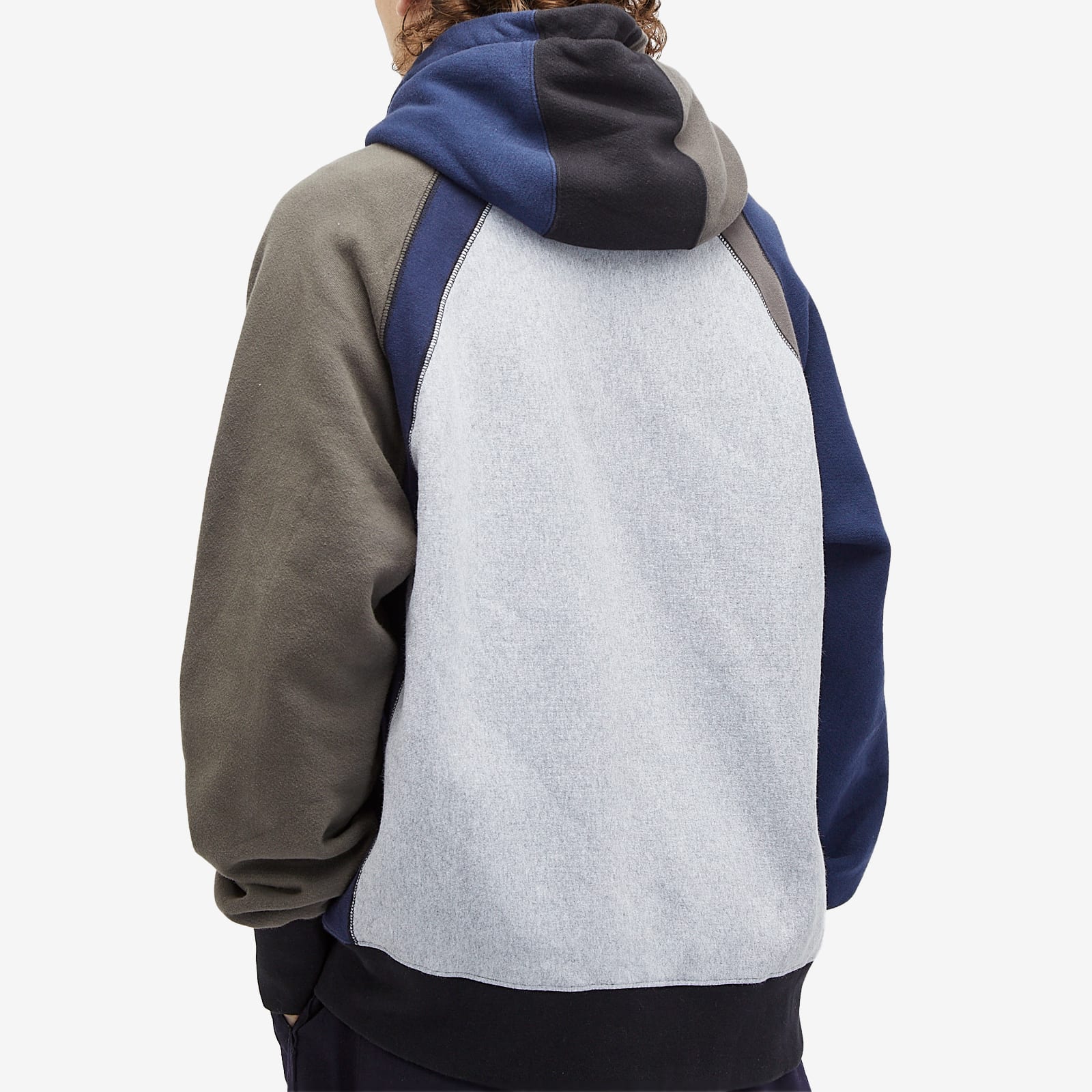 Engineered Garments Raglan Combo Hoodie In Black - 50% Off