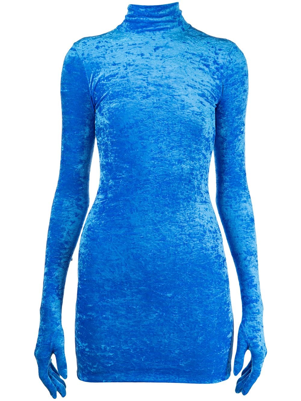 blue velvet balenciaga dress Velvet blue dress with baguette embroidery main image 0