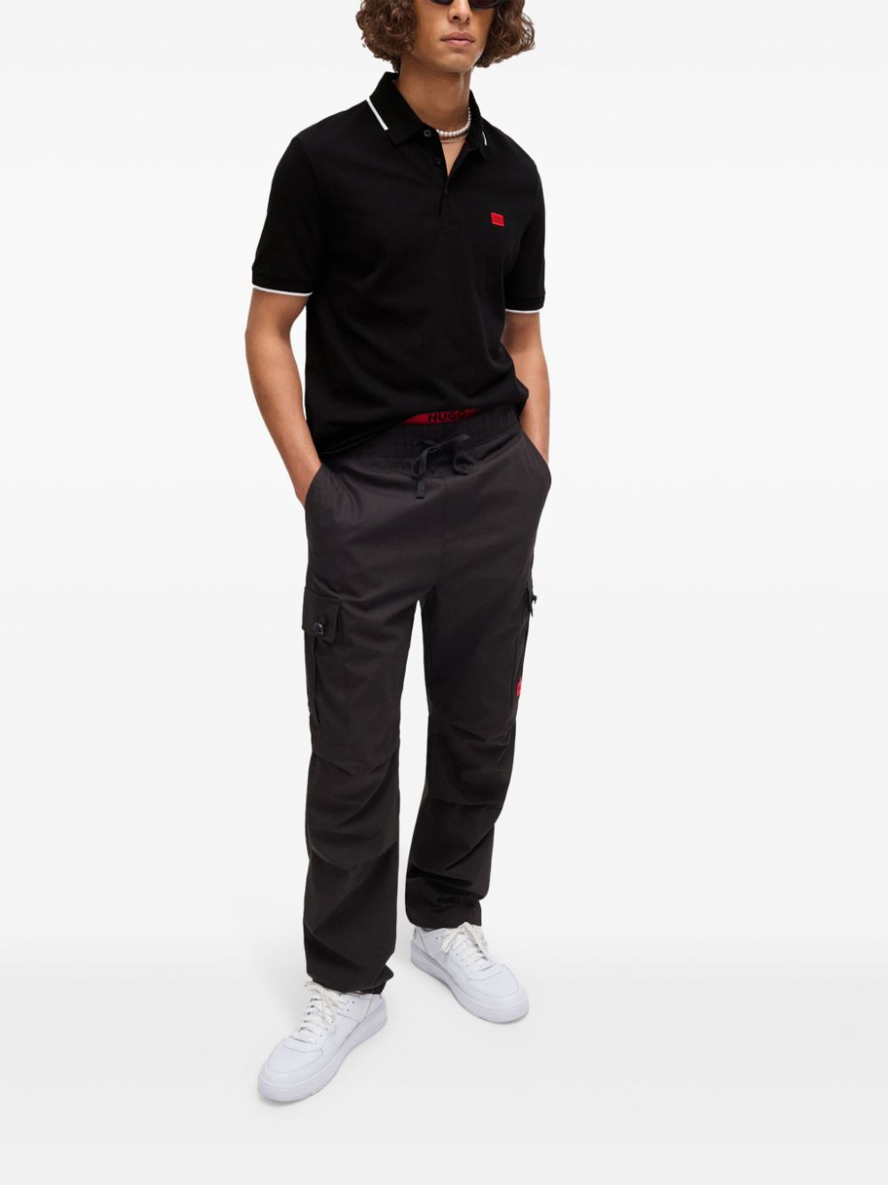 HUGO logo-patch polo shirt