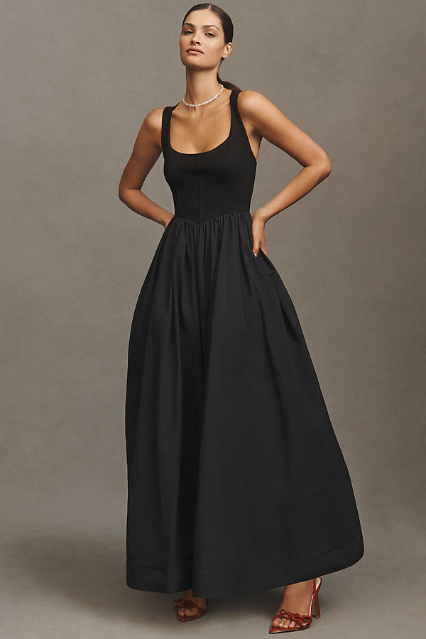 Bhldn Jemma Scoop-Neck Corset Fit & Flare Maxi Dress In Black - 48% Off | Editorialist Bhldn Jemma Scoop-Neck Corset Fit & Flare Maxi Dress In Black - 48% Off | Editorialist