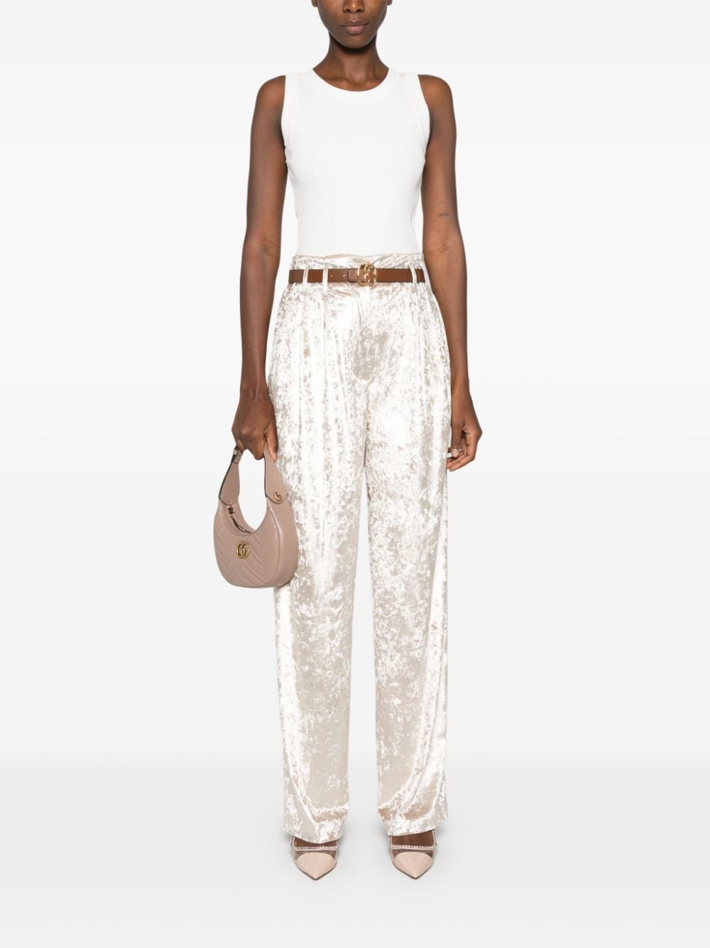 GENNY Genny Velour Straight-Leg Trousers