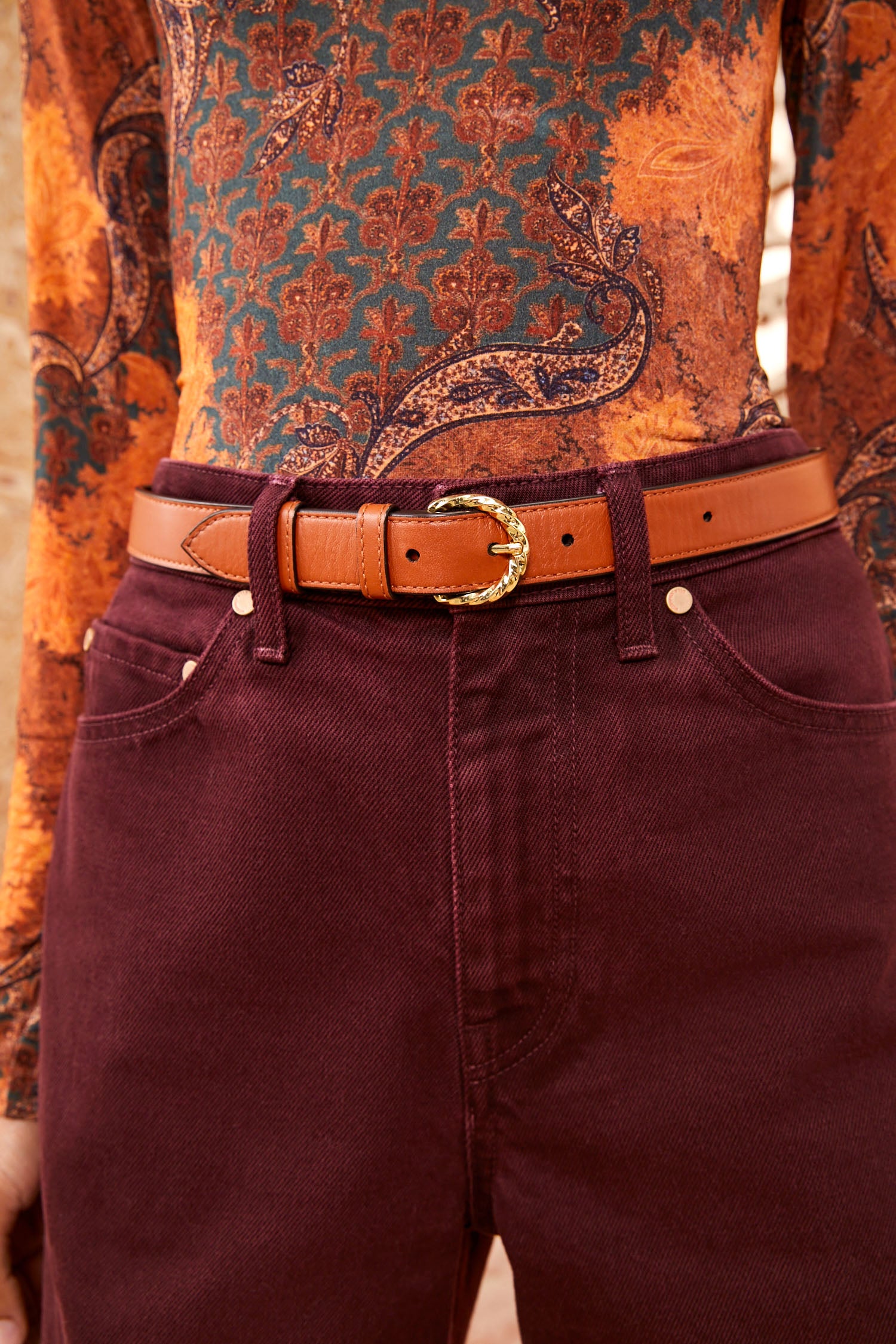 Ulla Johnson Gia Twisted Buckle Leather Belt In Sierra - 60  display picture 1