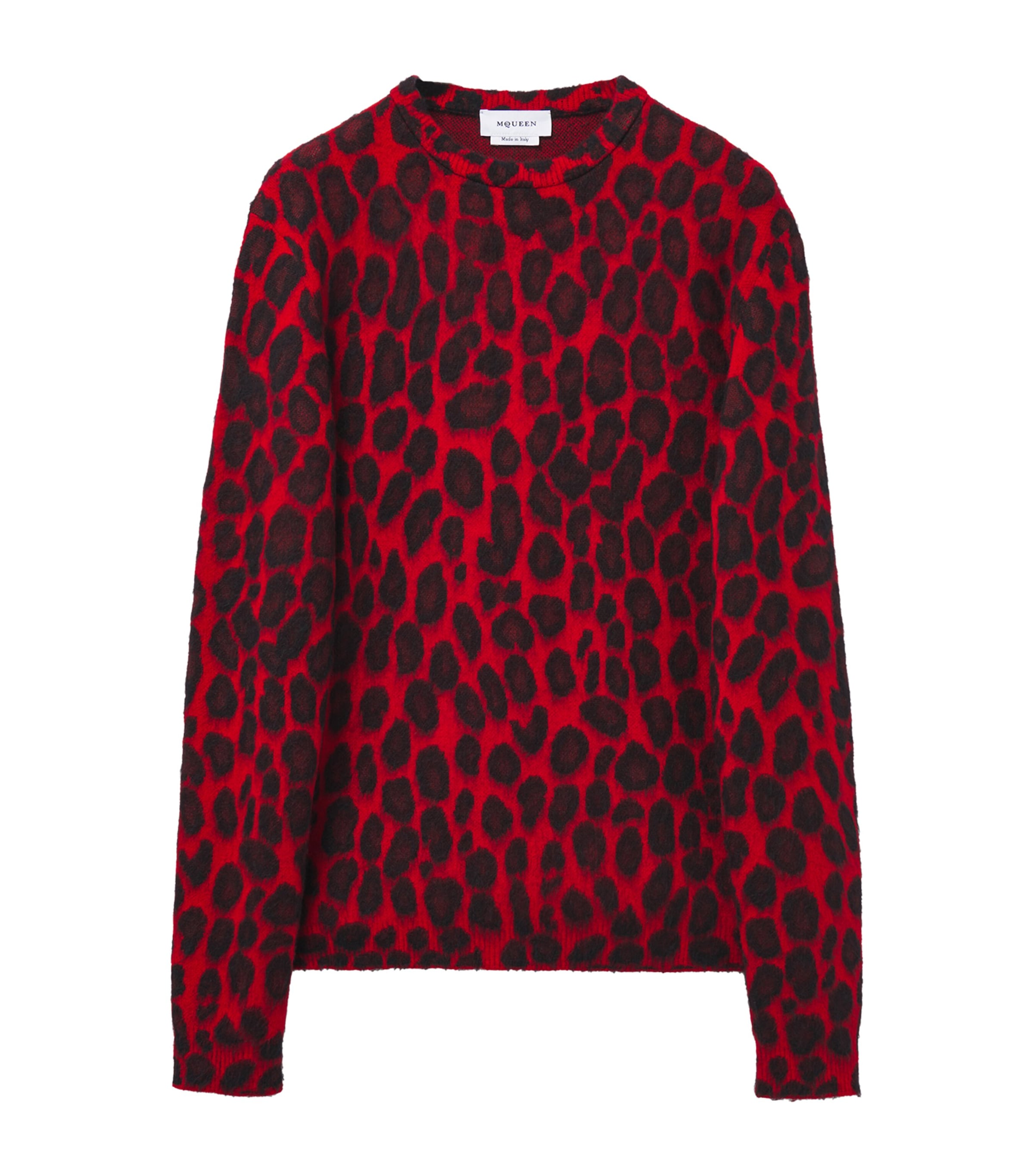 Alexander McQueen 豹柄ニット Alexander Mcqueen Wool-Blend Leopard Print Sweater - Burgundy