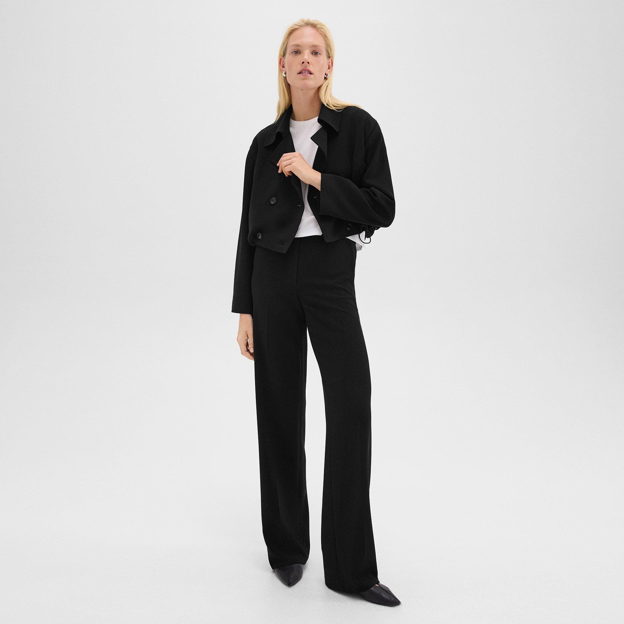 THEORY Double-Breasted Cropped Trench