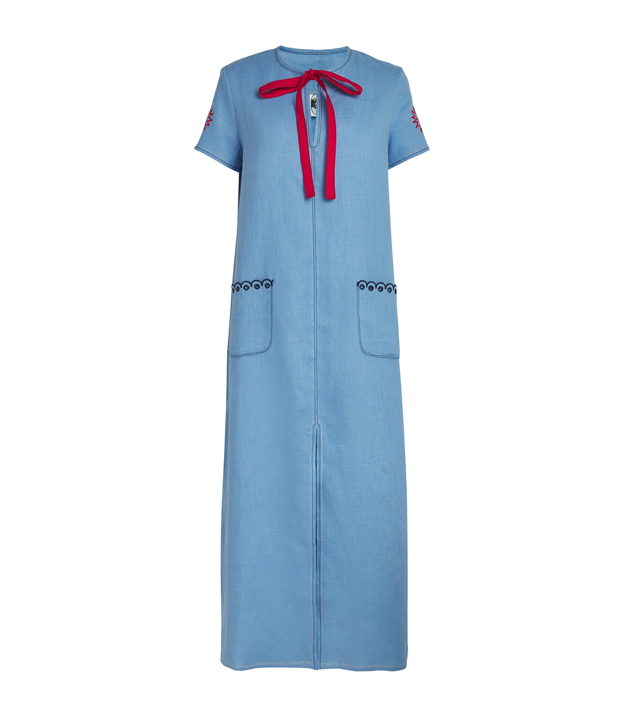 Sleeper Linen Embroidered Petra Maxi Dress In Blue - 52% Off | Editorialist Sleeper Linen Embroidered Petra Maxi Dress In Blue - 52% Off | Editorialist