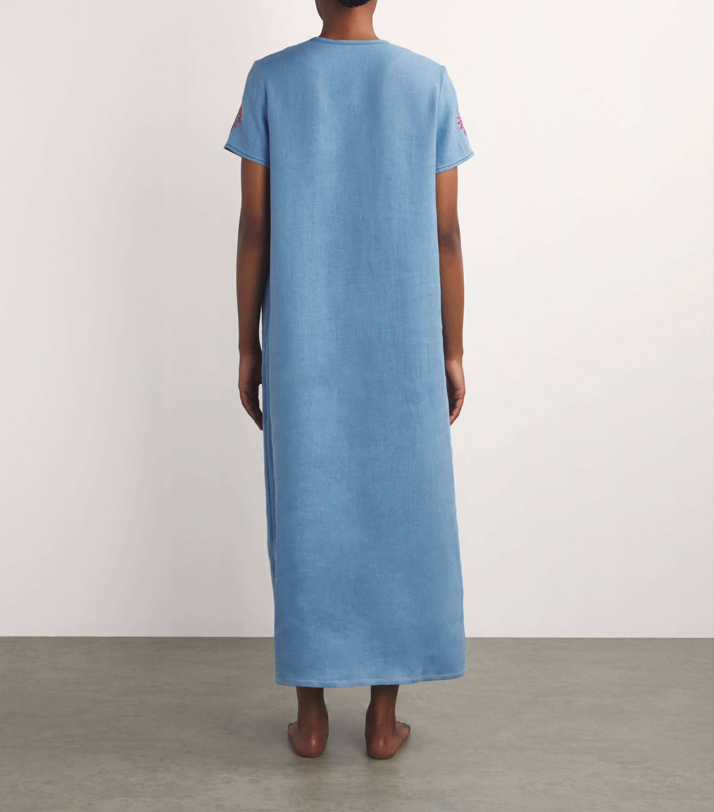 Sleeper Linen Embroidered Petra Maxi Dress In Blue - 52% Off | Editorialist Sleeper Linen Embroidered Petra Maxi Dress In Blue - 52% Off | Editorialist