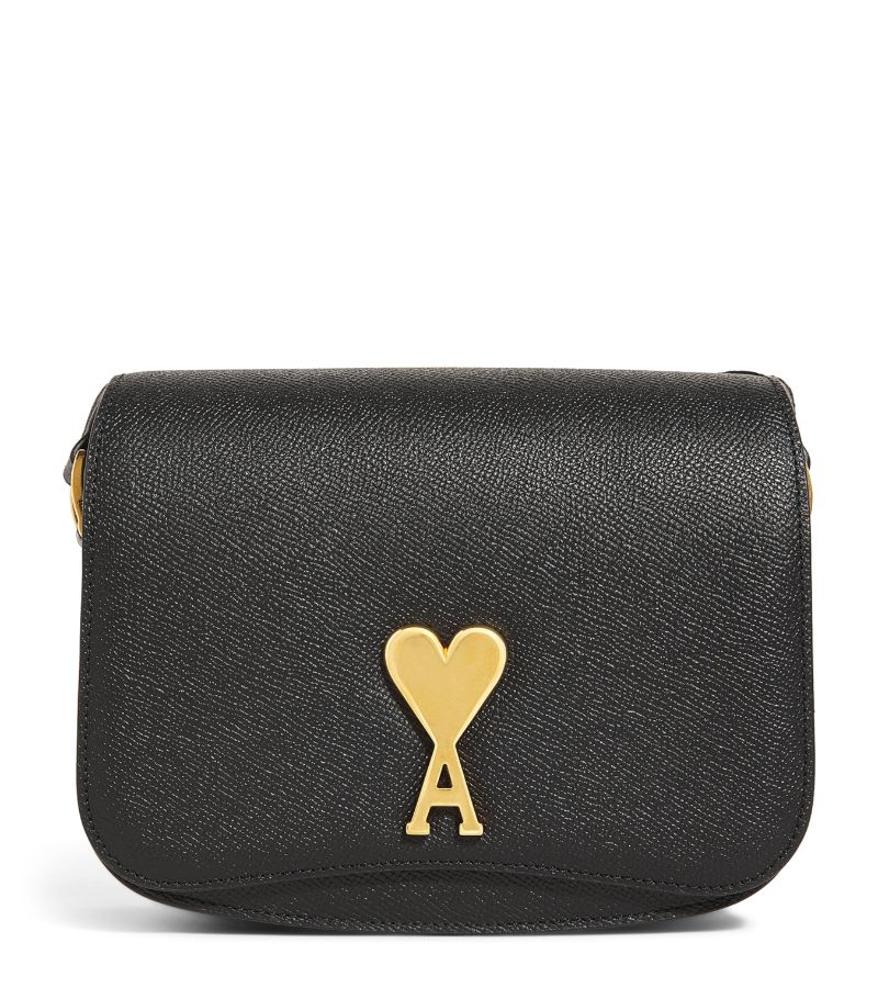 Ami Paris Leather Cross-Body Bag - Black | Editorialist