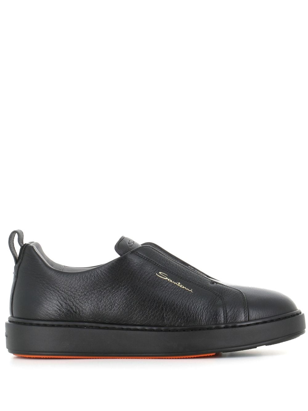 Santoni Slip-On Leather Sneakers - Black | Editorialist display picture 1