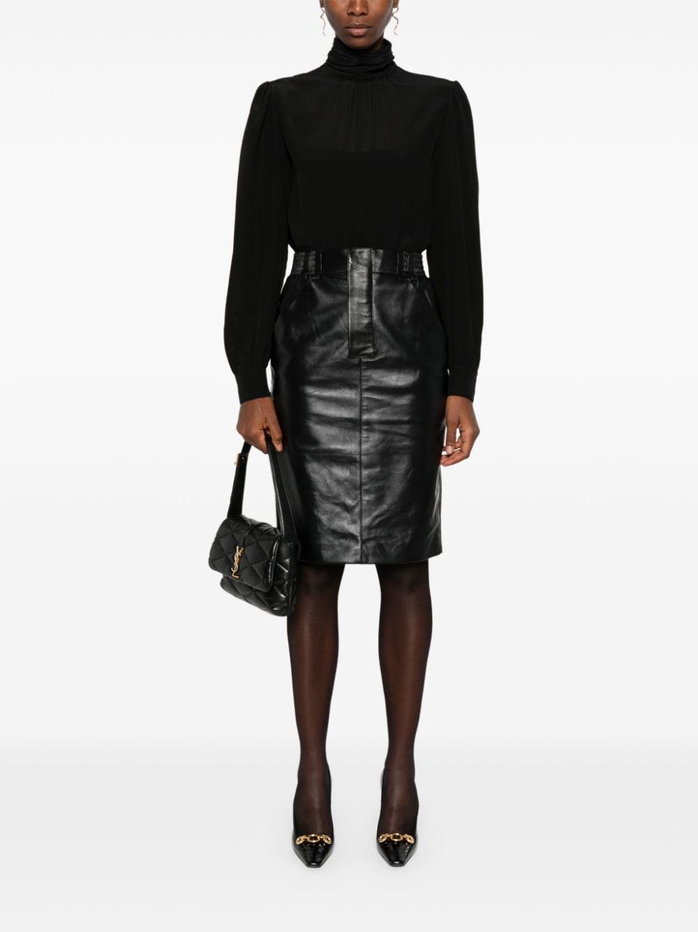 SAINT LAURENT Saint Laurent Leather Pencil Skirt
