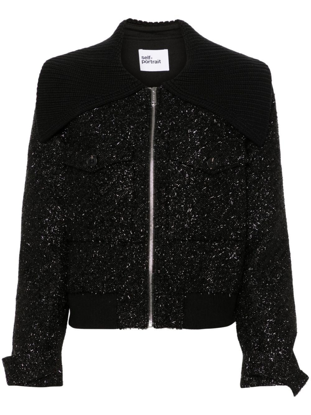 SELF-PORTRAIT Self-Portrait bouclé bomber jacket