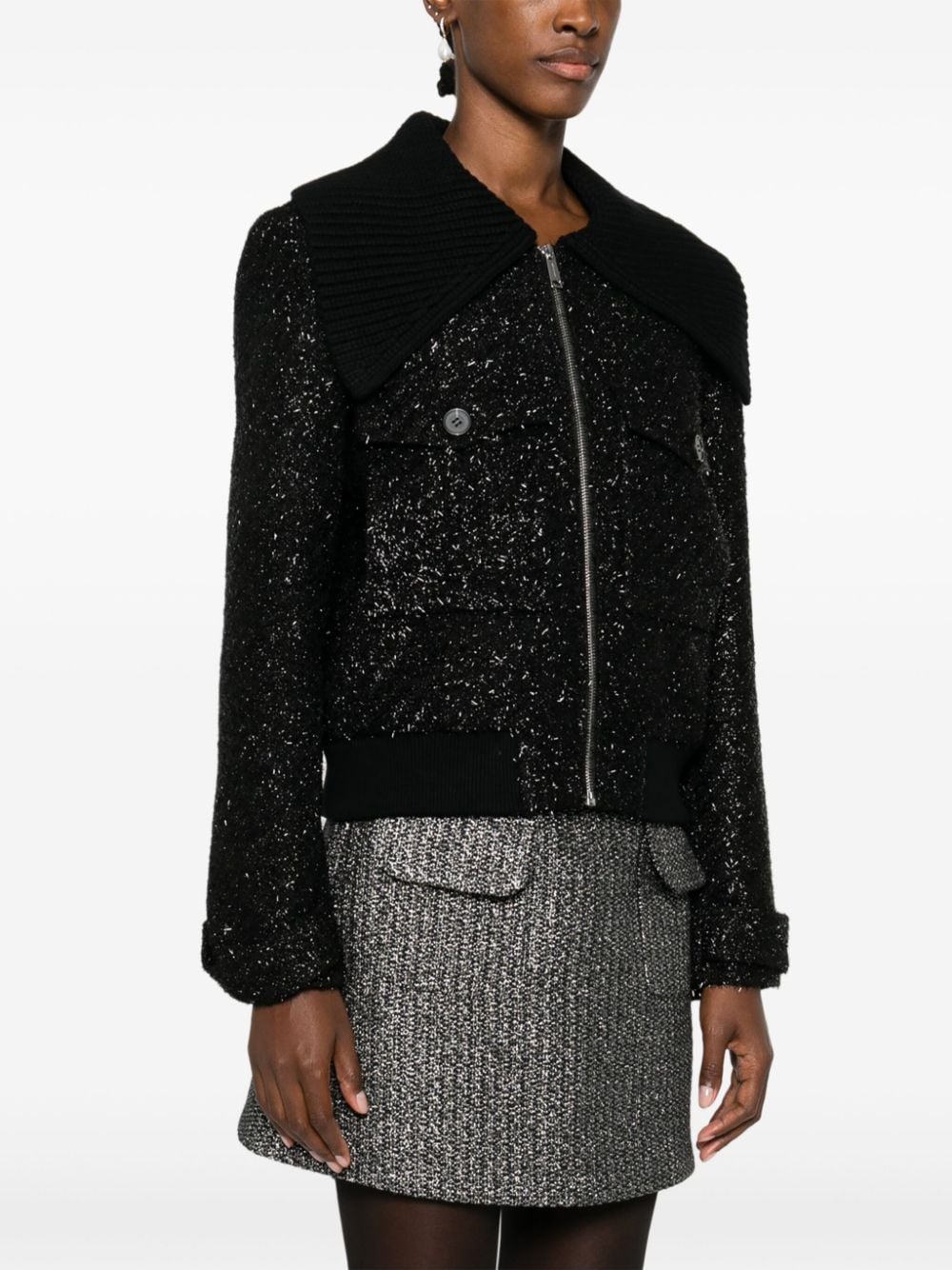 SELF-PORTRAIT Self-Portrait bouclé bomber jacket