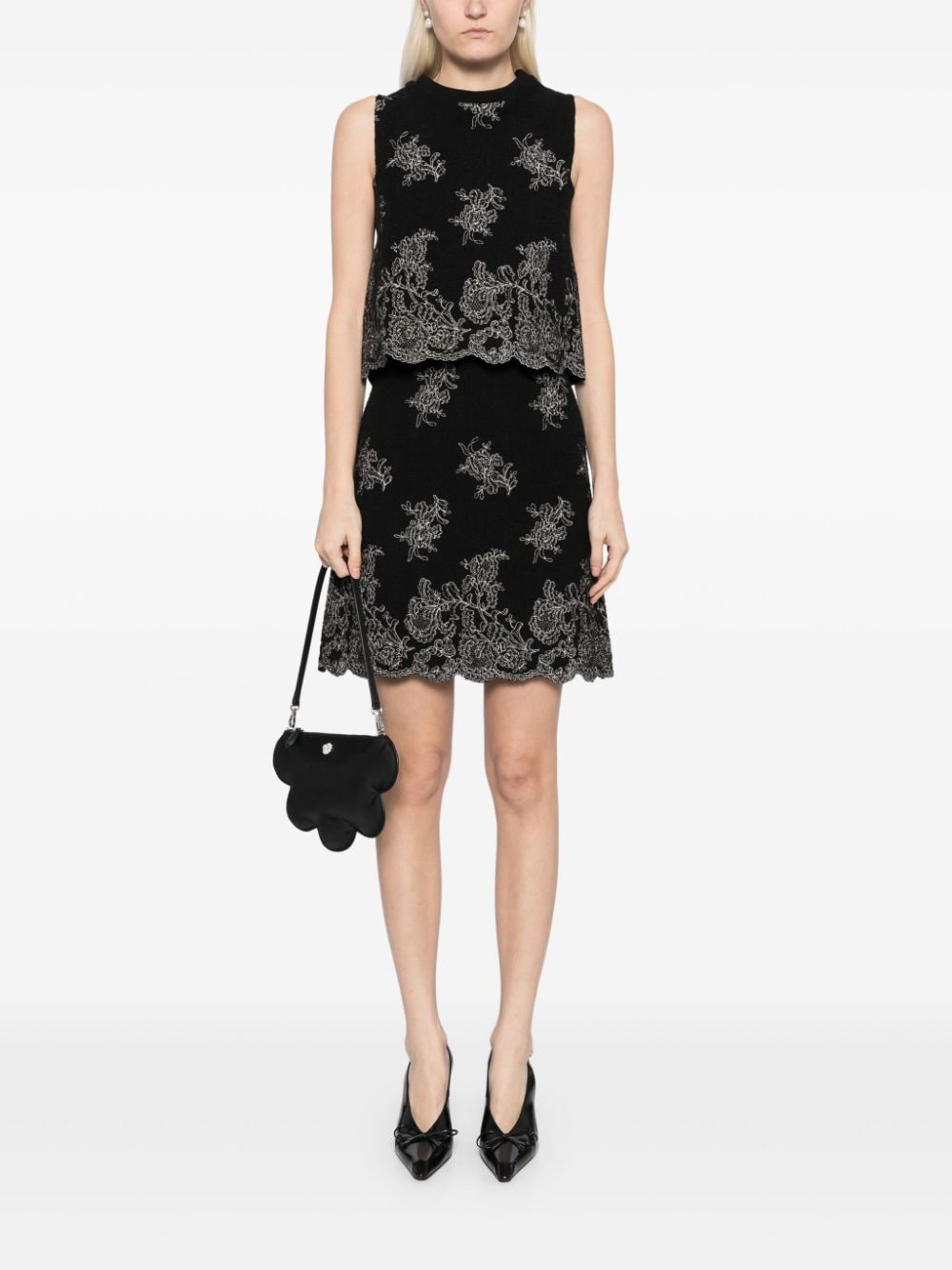 GIAMBATTISTA VALLI Giambattista Valli Floral-Embroidered Tweed Skirt
