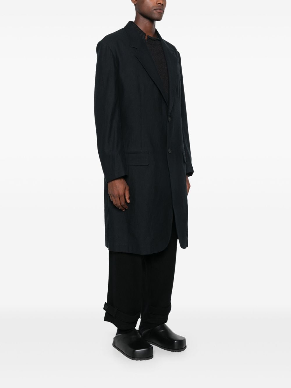 YOHJI YAMAMOTO Yohji Yamamoto Graphic-Print Mid-Length Coat