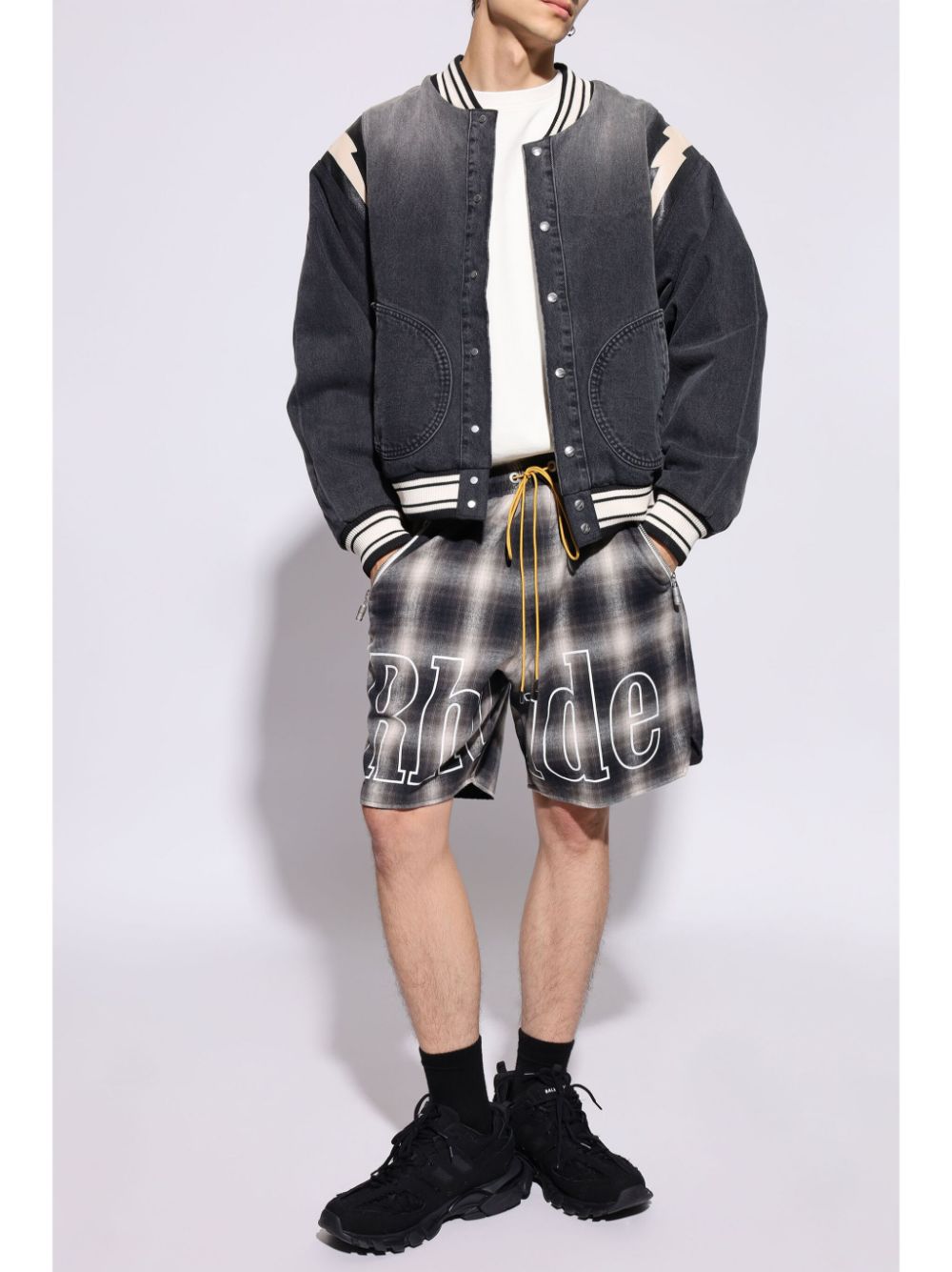 RHUDE RHUDE Check-Print Track Shorts