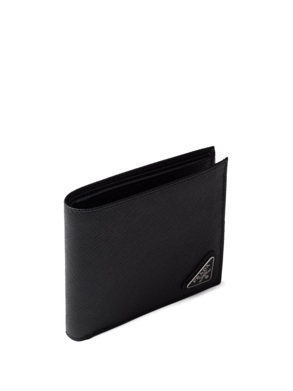 Prada Triangle-Logo Bifold Wallet - Black | Editorialist
