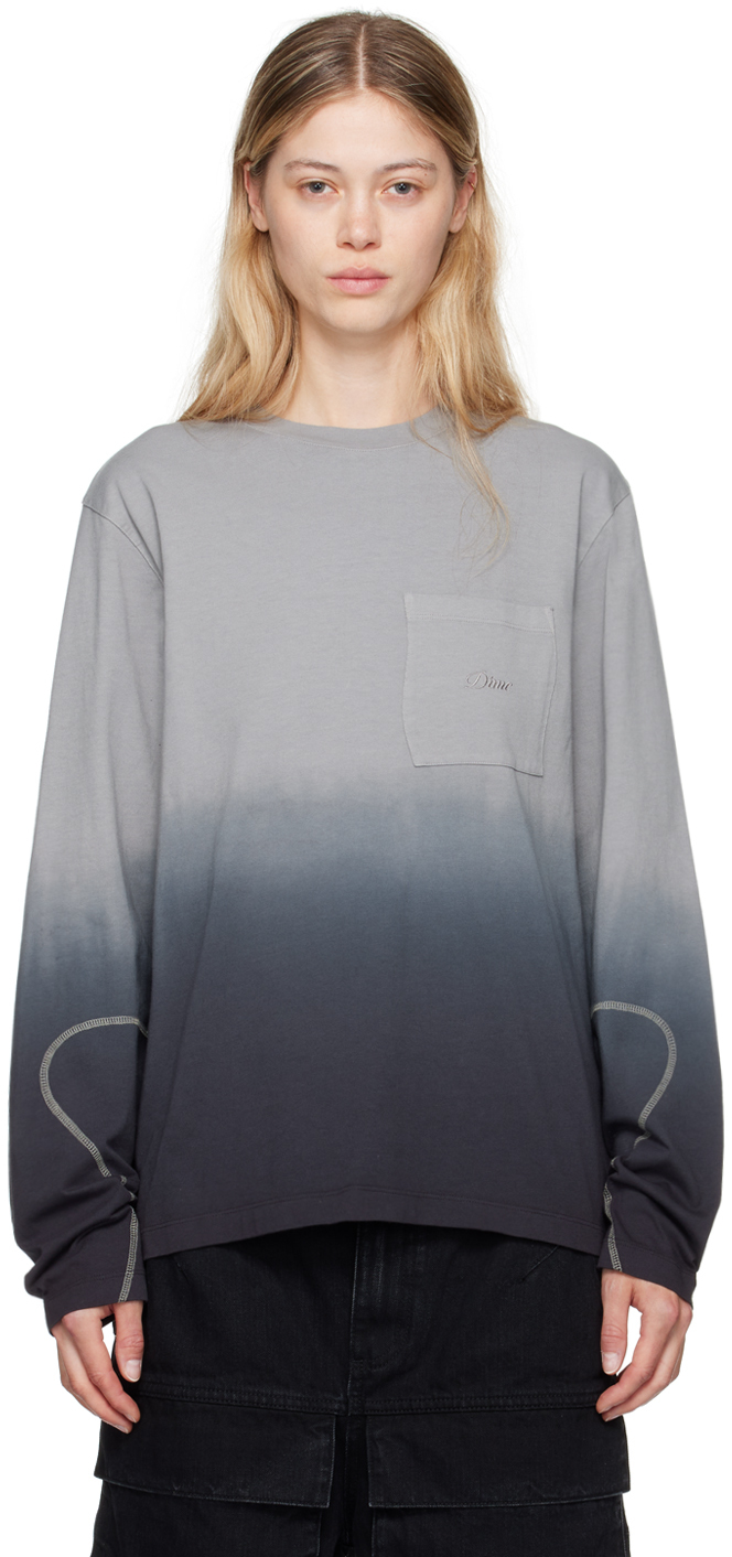 Dime Gradient Long Sleeve T-Shirt In Charcoal - 29% Off