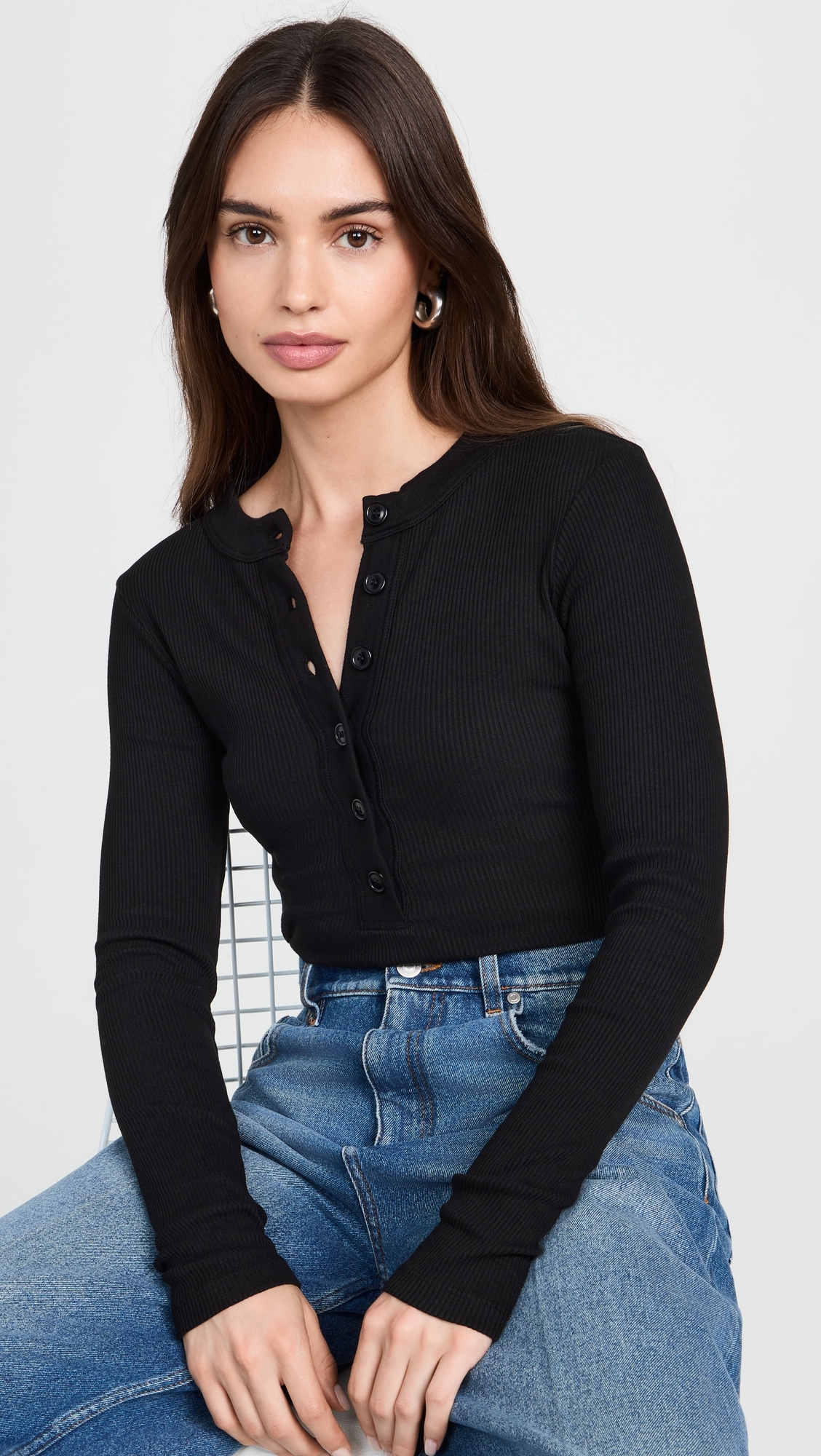 Citizens Of Humanity Varra Henley Tee - Black | Editorialist