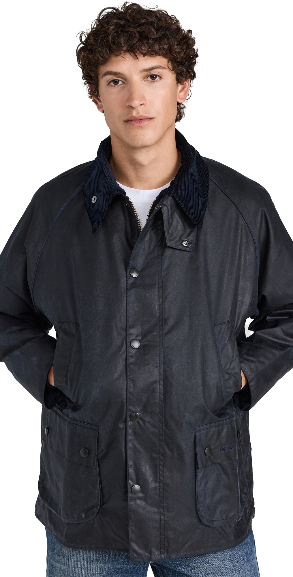 Barbour Bedale Waxed Cotton Jacket - Navy | Editorialist