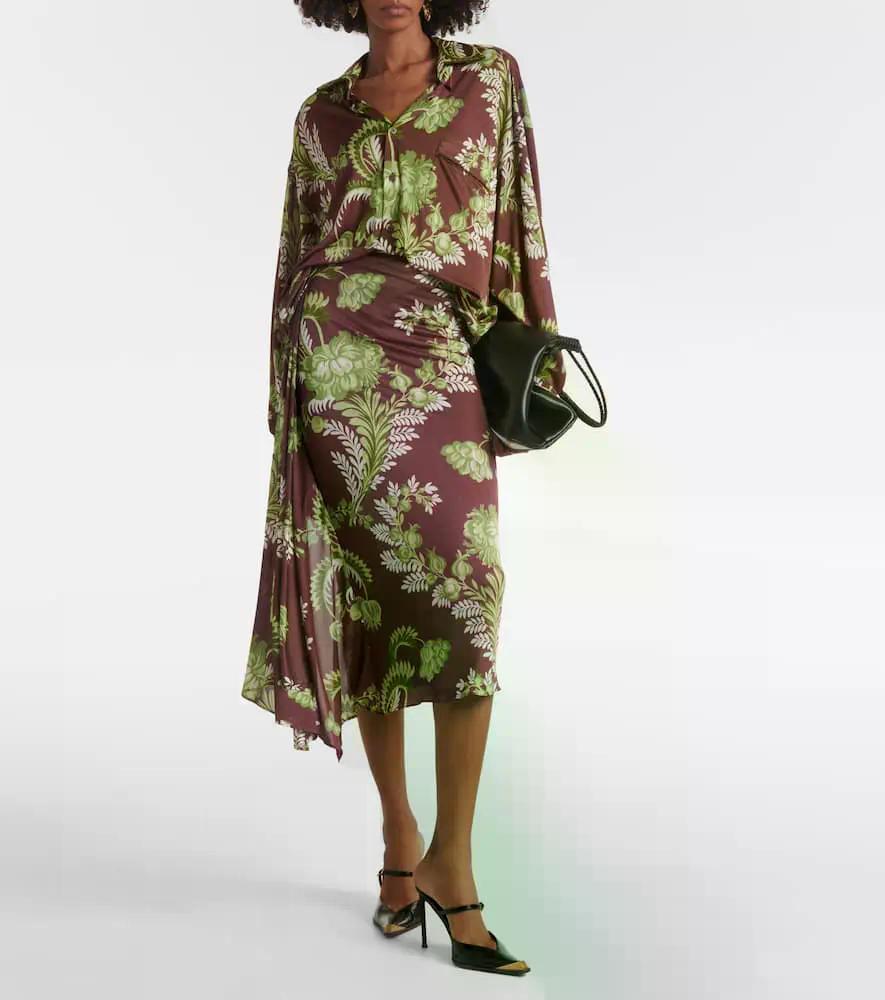 ETRO Etro Floral Draped Midi Skirt