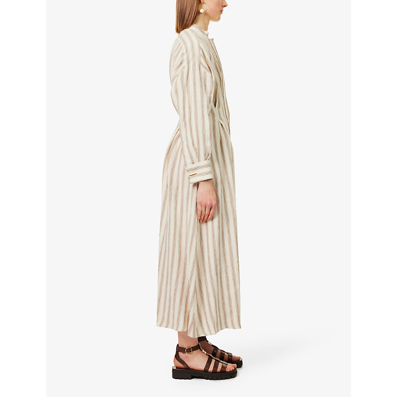 Max Mara Yole Striped Linen Maxi Dress In White - 47% Off | Editorialist
