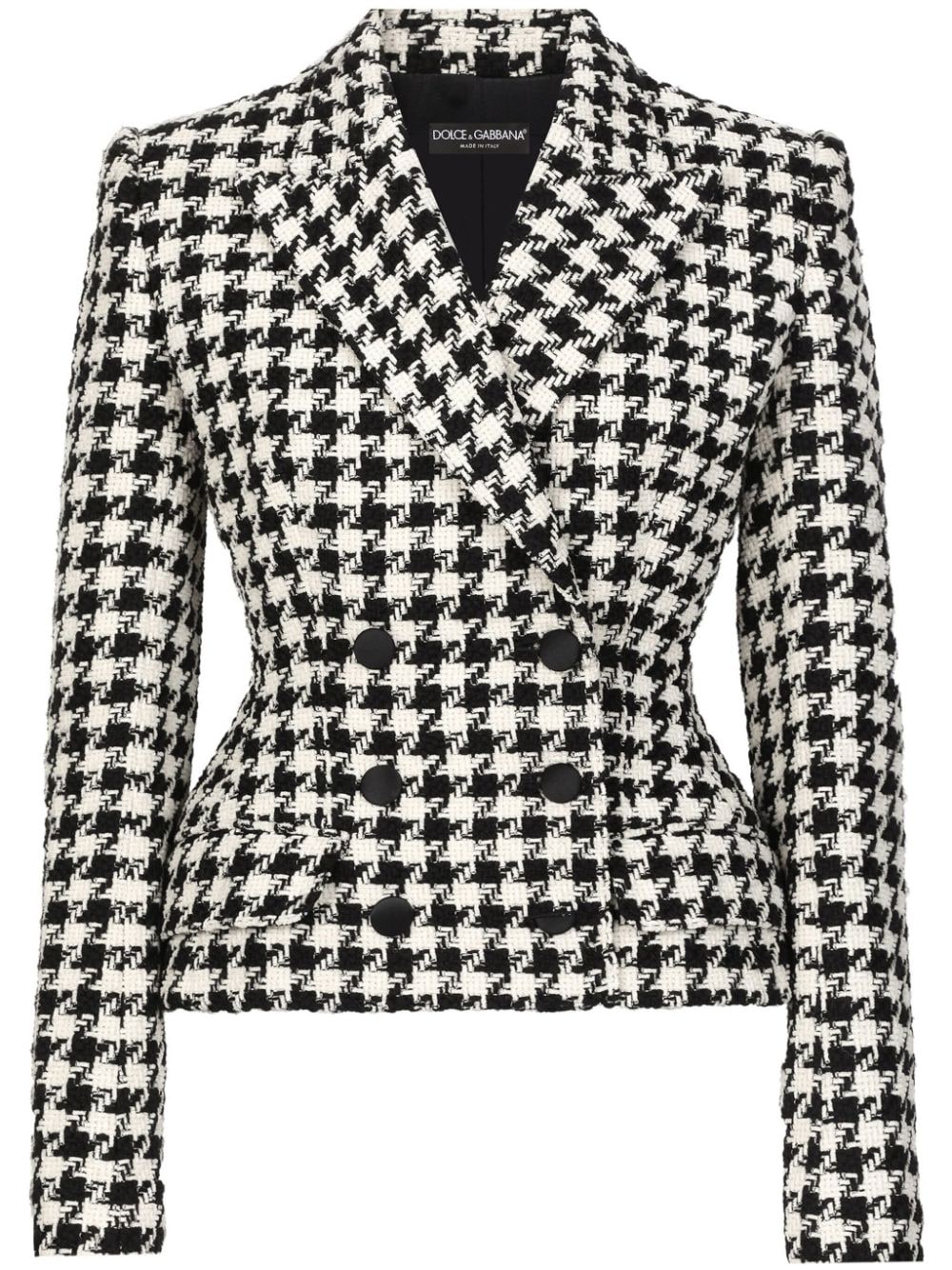 ALEXANDER MCQUEEN McQueen Houndstooth Off-the-Shoulder Wool Harness Jacket