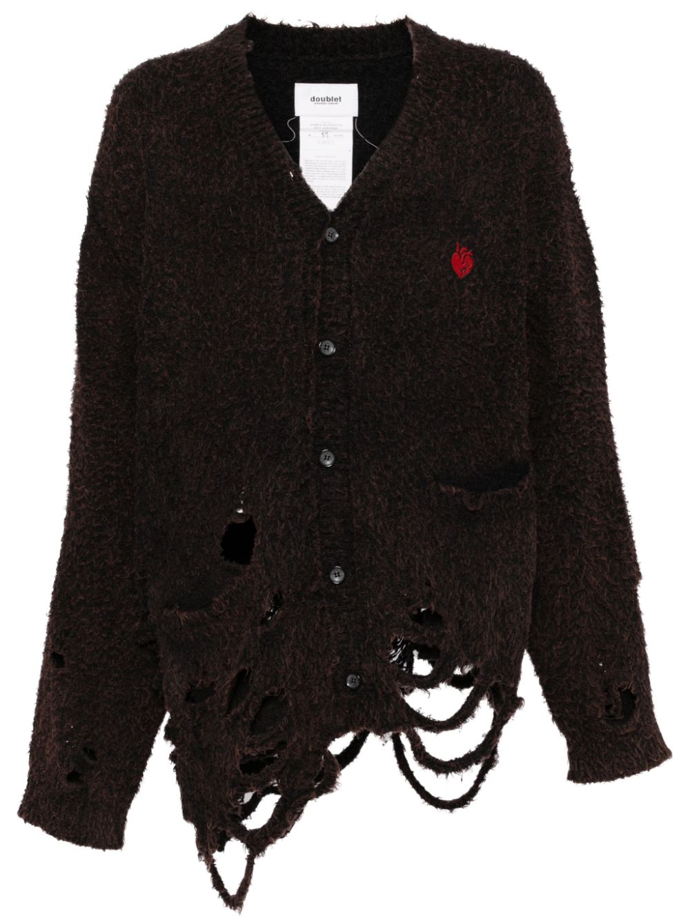 Doublet Distressed-Effect Knitted Cardigan In Black - 46% Off 