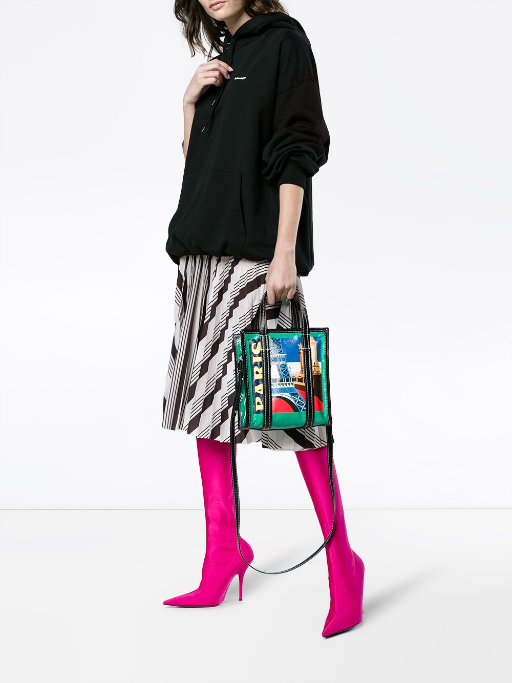 BALENCIAGA Balenciaga Pleated Midi Skirt with Stripes