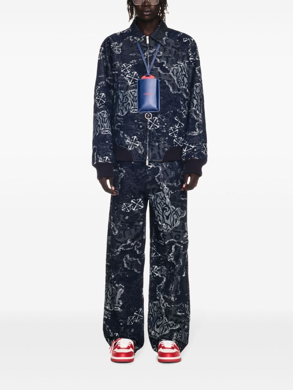 OFF-WHITE Off-White Patterned Jacquard Bomber Jacket