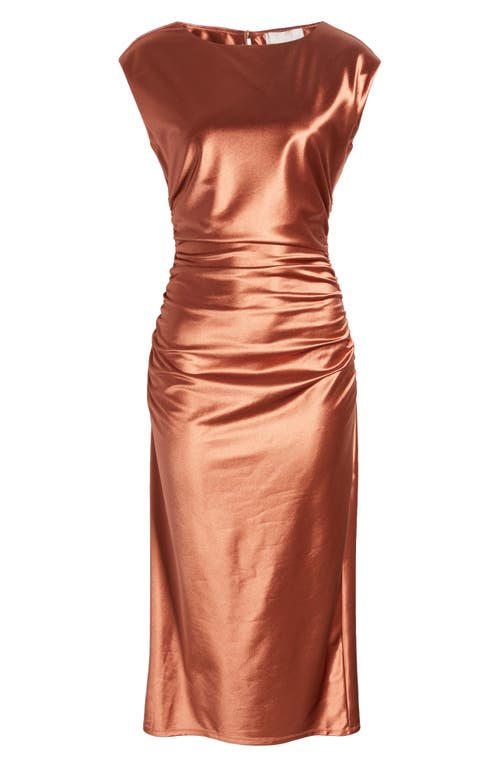 Chelsea28 Metallic Satin Midi Dress In Bronze - 55% Off | Editorialist