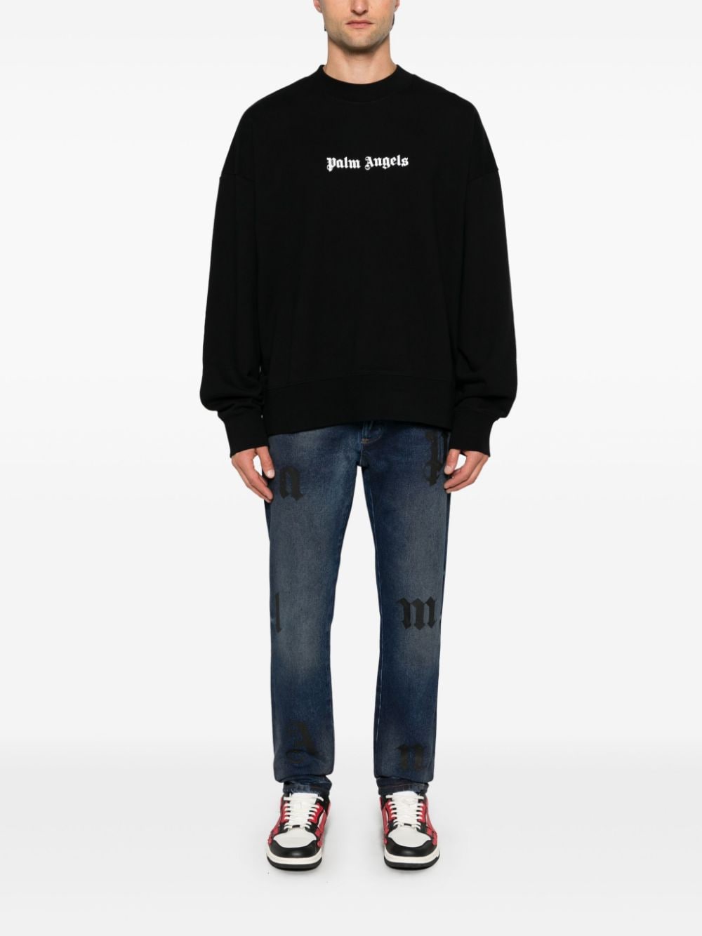 PALM ANGELS Palm Angels Logo-Print Straight Leg Jeans