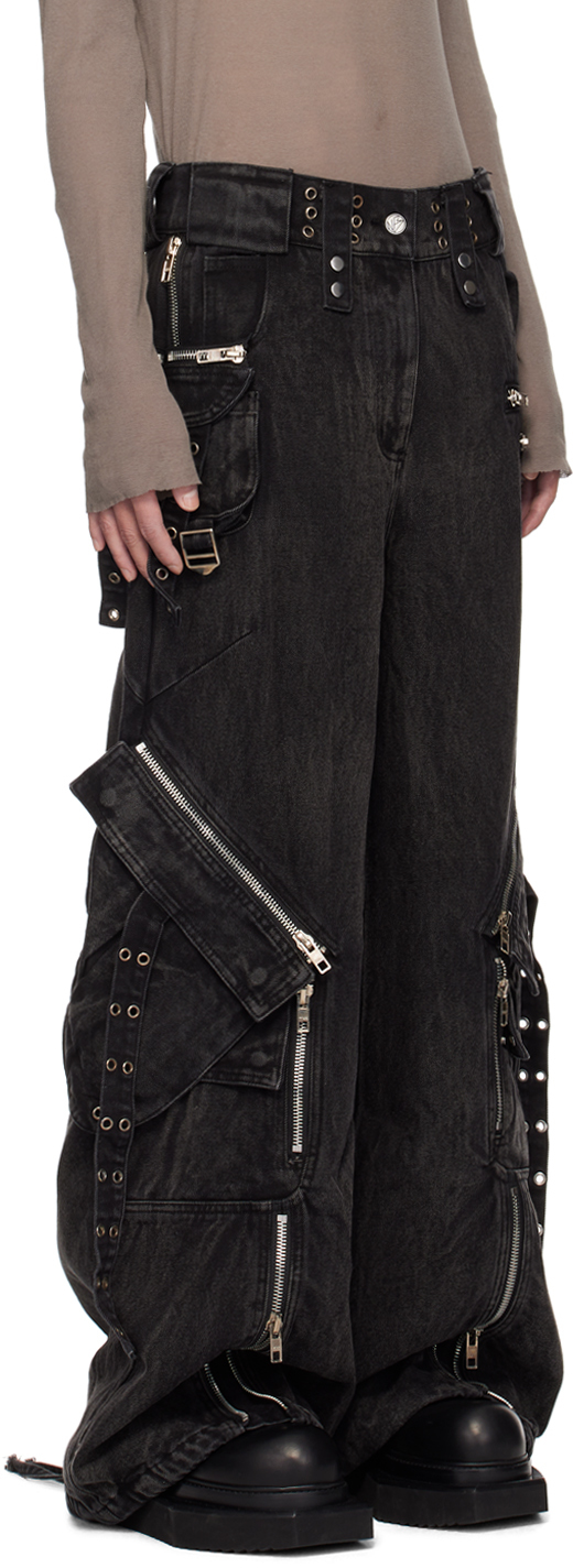 No/Faith Studios Heavy Denim Cargo Pants In Black - 22% Off
