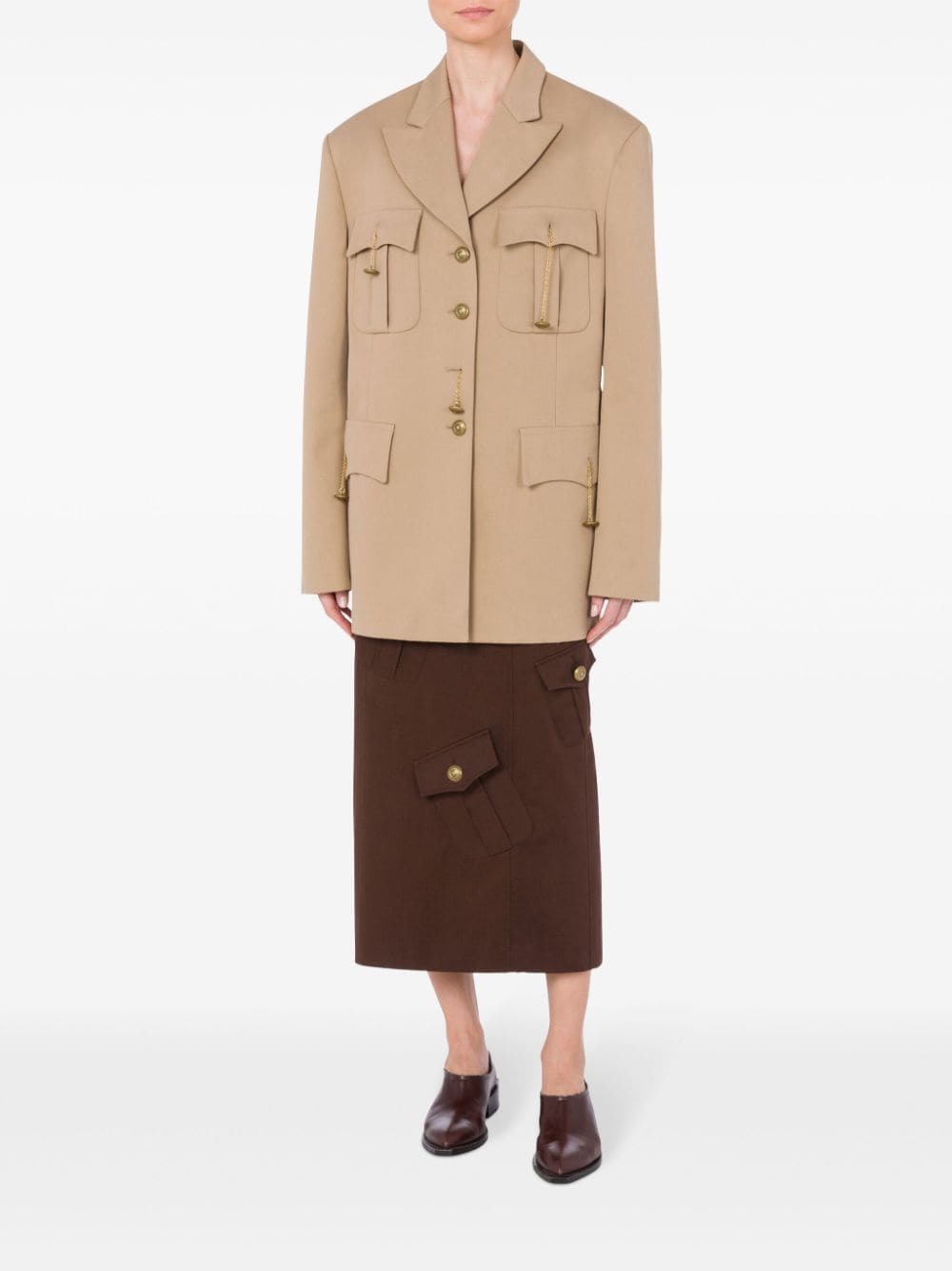MOSCHINO Moschino Peak-Lapel Cotton-Blend Coat