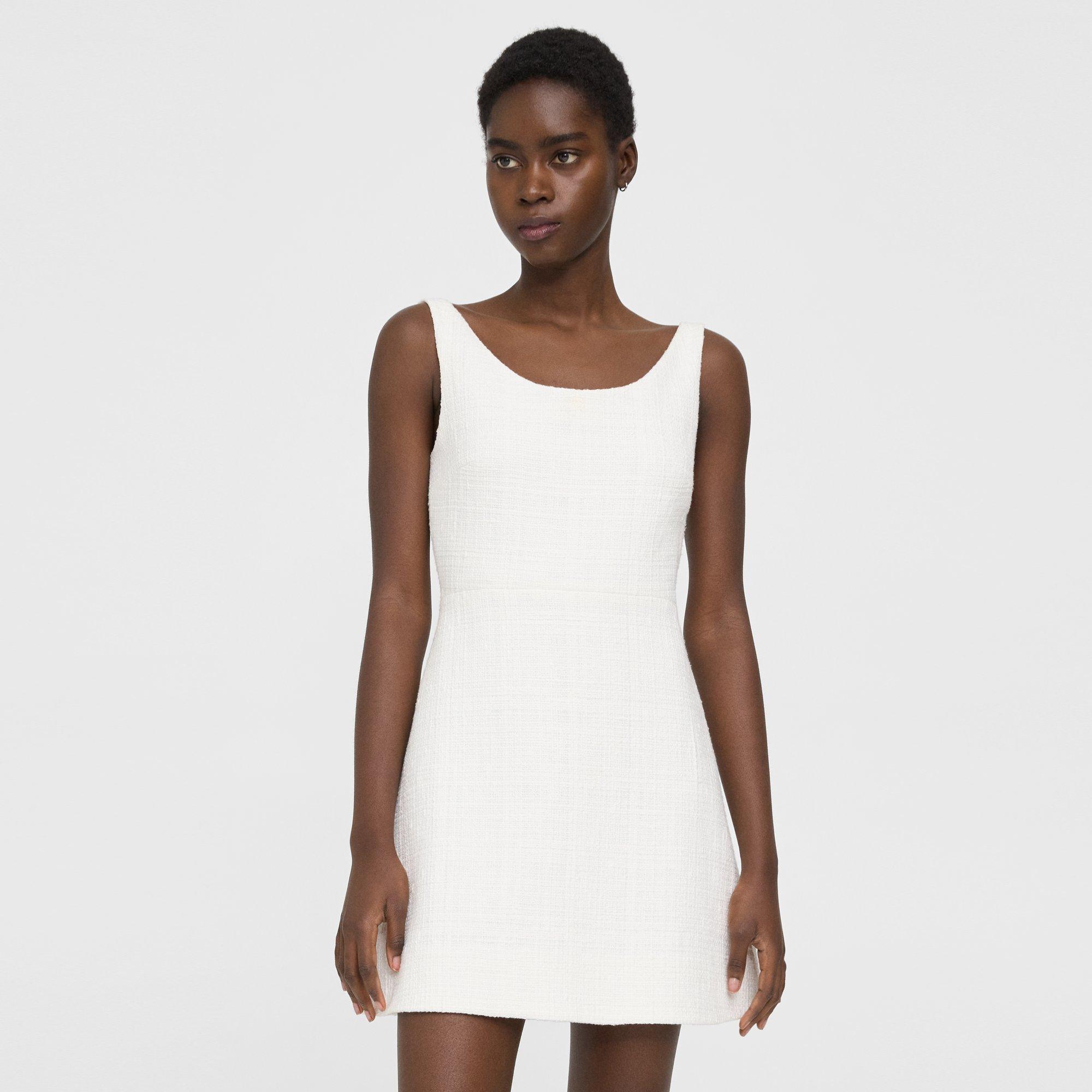 Theory Ballerina Neckline Mini Dress In Cotton Tweed In White - 40% Off |  Editorialist